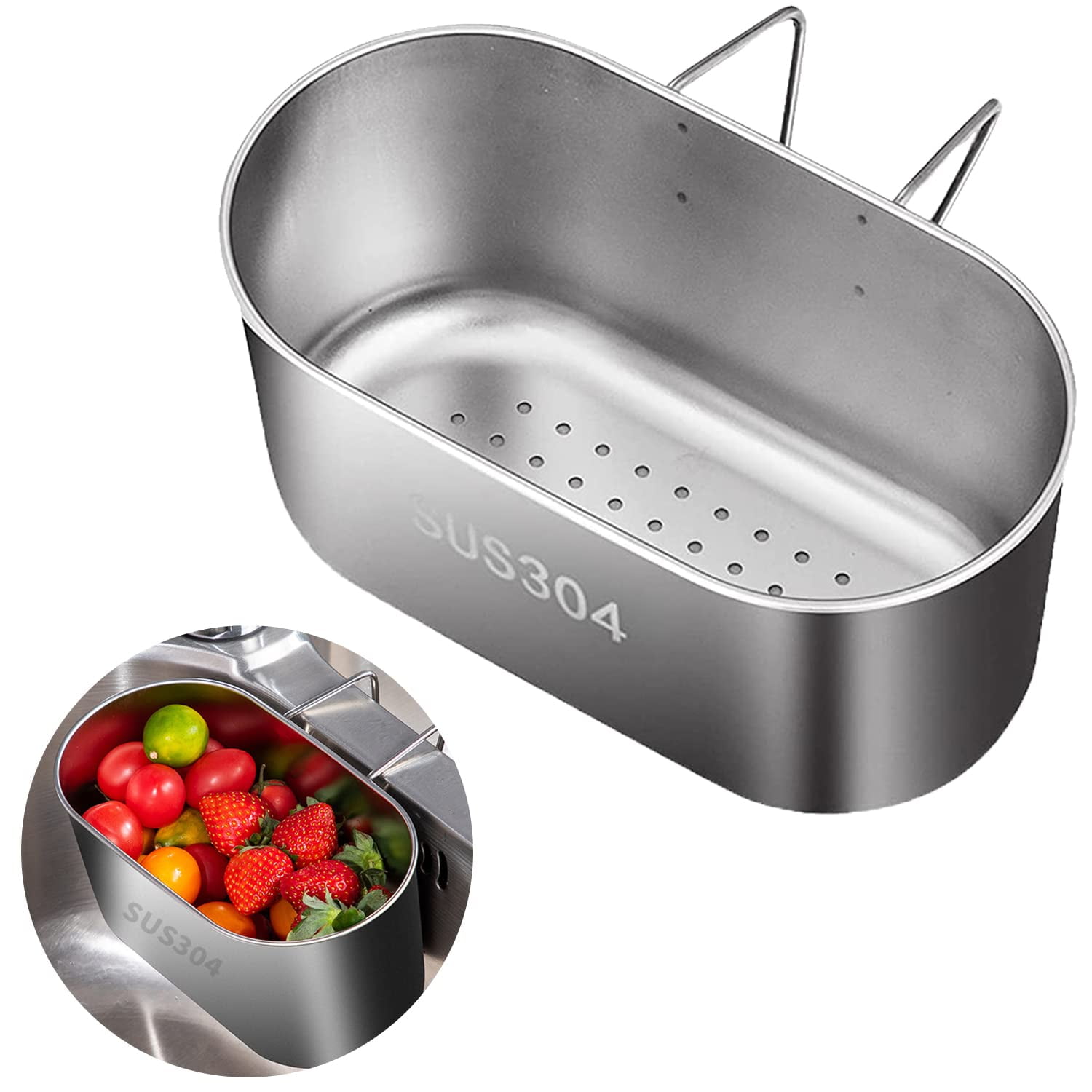 Trianu Stainless Steel Sink Drain Strainer Basket, Multifunction ...