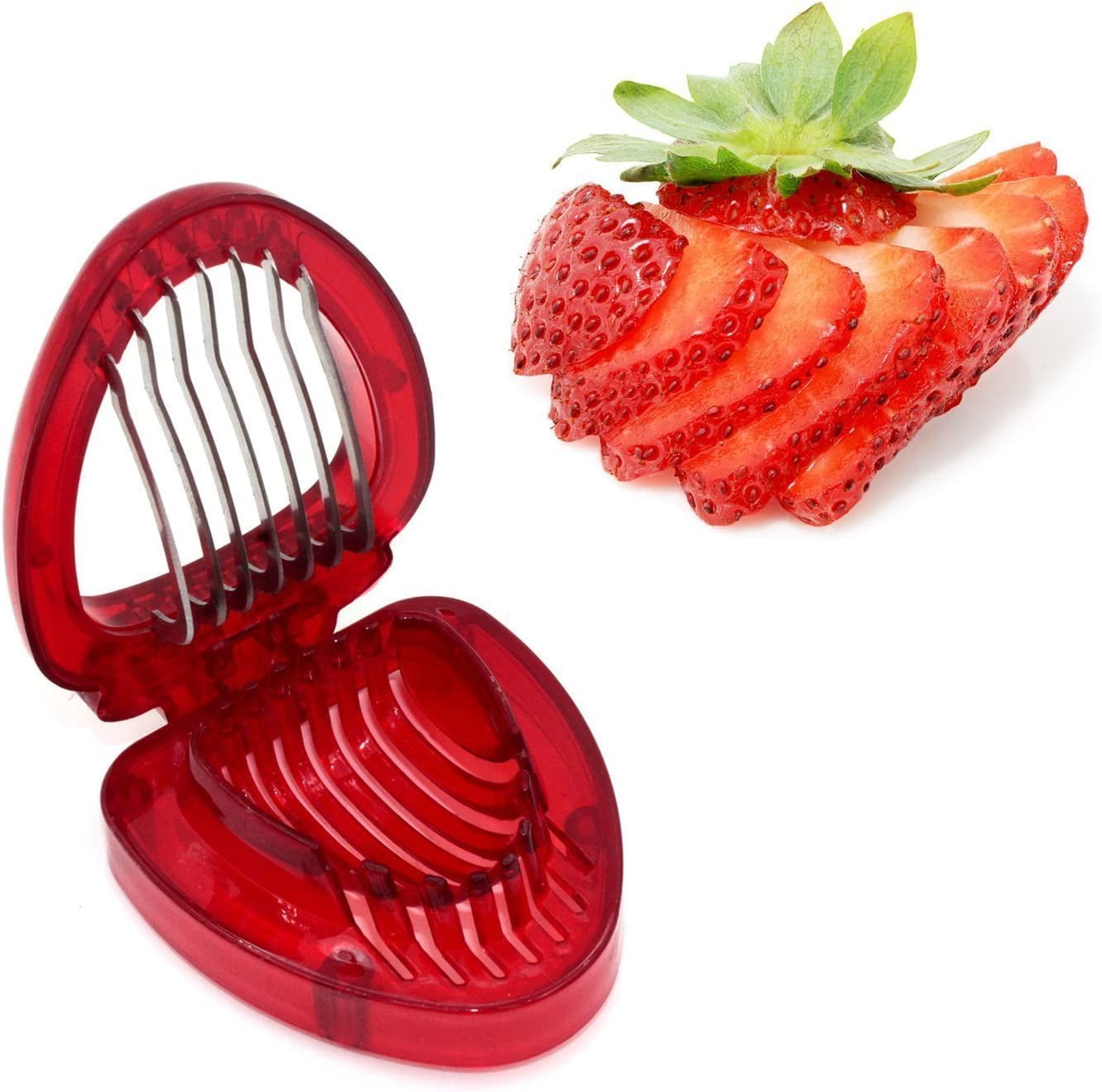 Trianu Strawberry Slicer Cutter with Strawberry Huller Stem Remover ...