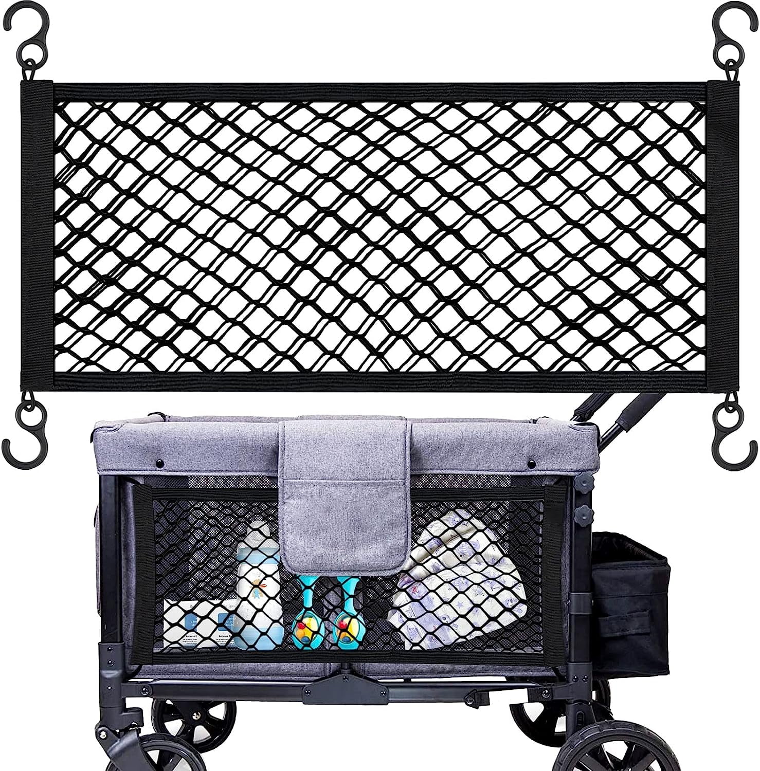 Trianu Stroller Wagon Cargo Net, Heavy Duty Baby Stroller Organizer ...