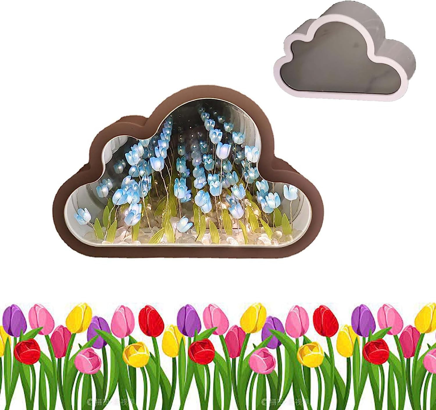 Trianu Tulip Night Light Cloud Mirror Tulip Lamp DIY Tulips Lamp 2 in 1 ...