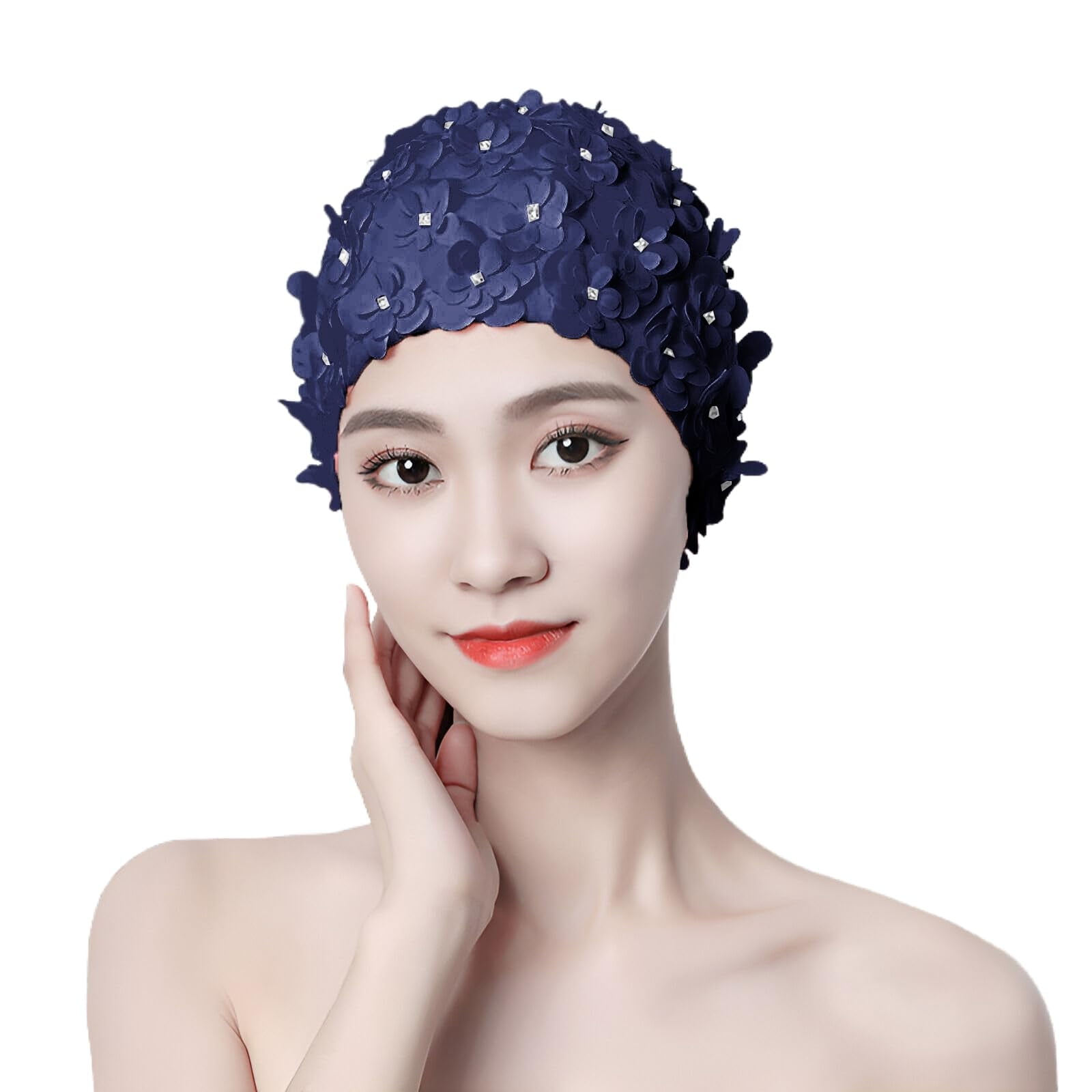 Trianu Vintage Swim Cap Flower Floral Petal Retro Style Bathing Caps ...