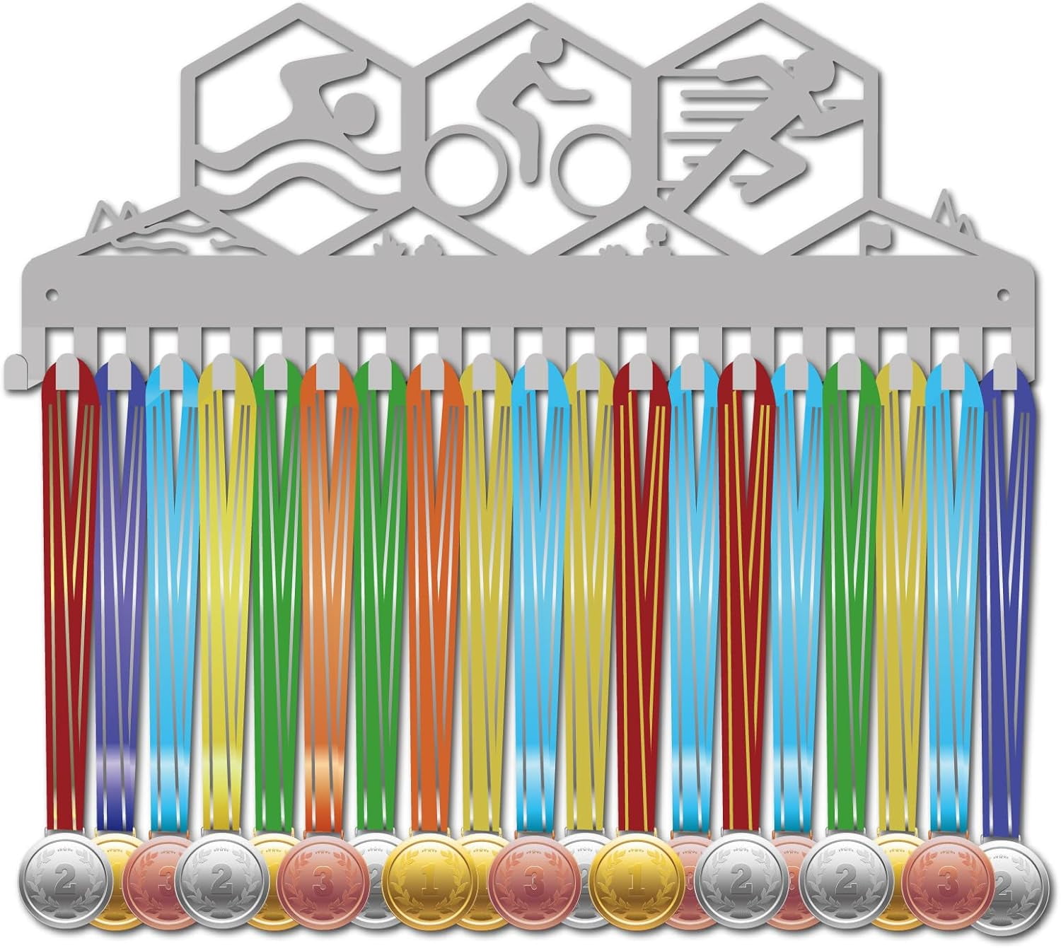 Triathlon Medal Hanger Display Medal Holder Rack Run Swim Bike Sports ...