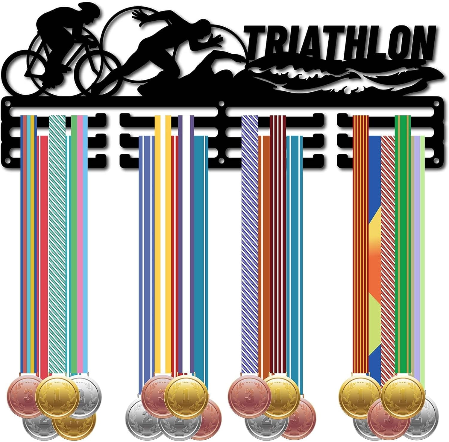 Triathlon Medal Hanger Display Medal Holder Rack Run Swim Bike Sports ...