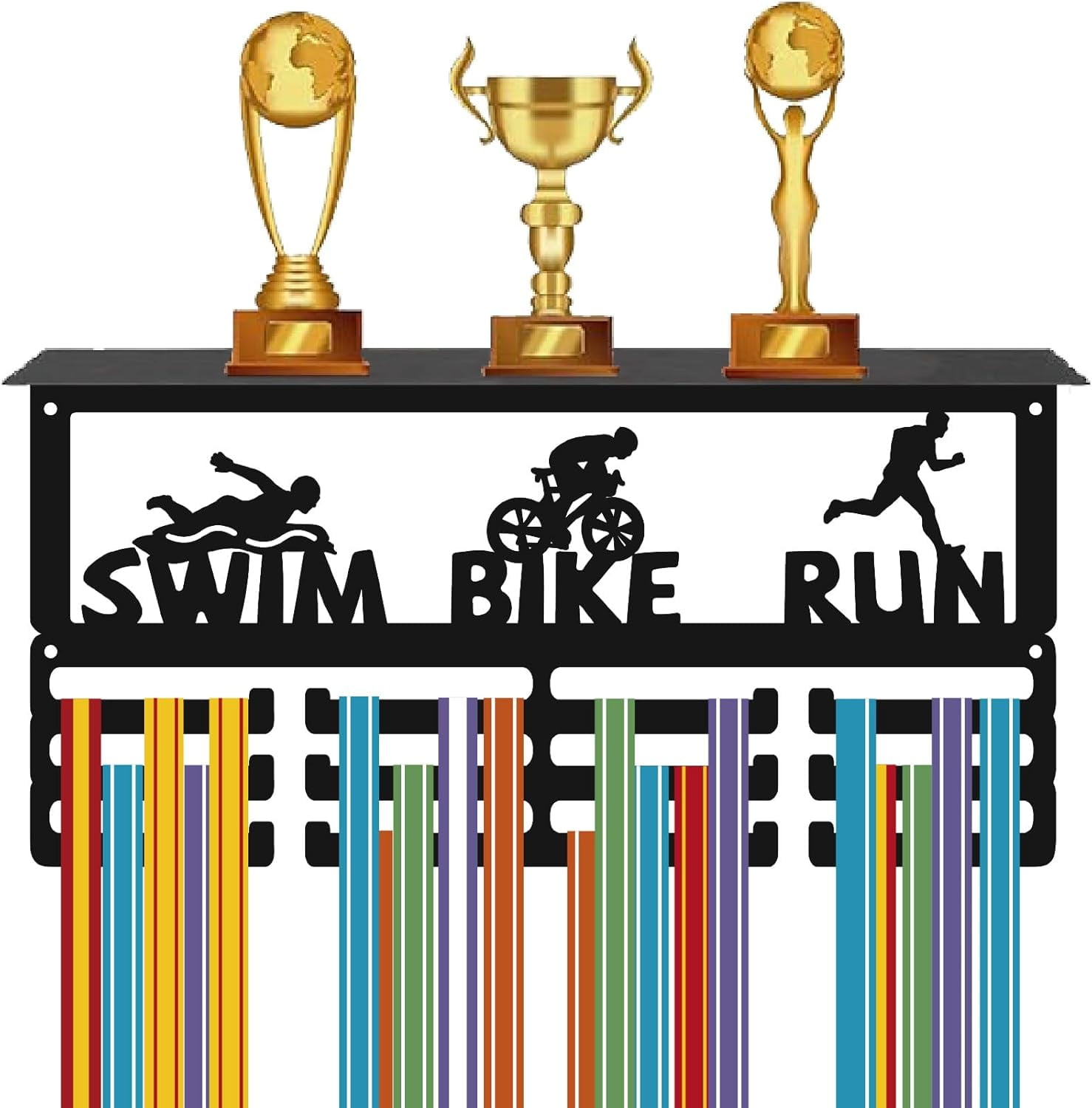 Triathlon Medal Hanger Display Sports Trophy Display Shelf Rectangle 3 ...