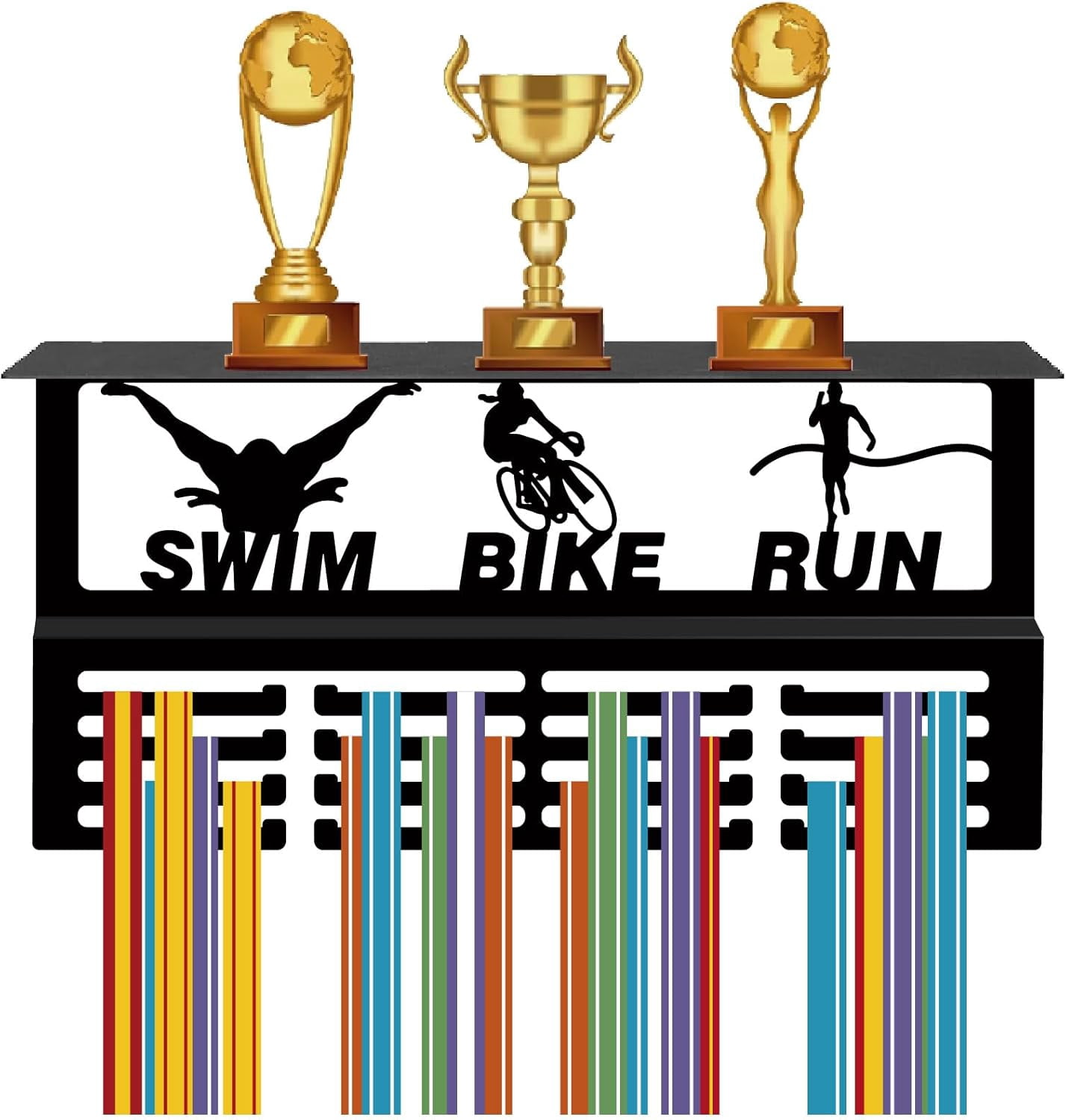 Triathlon Medal Hanger Display Trophy Shelf Medal Holder with Shelf ...