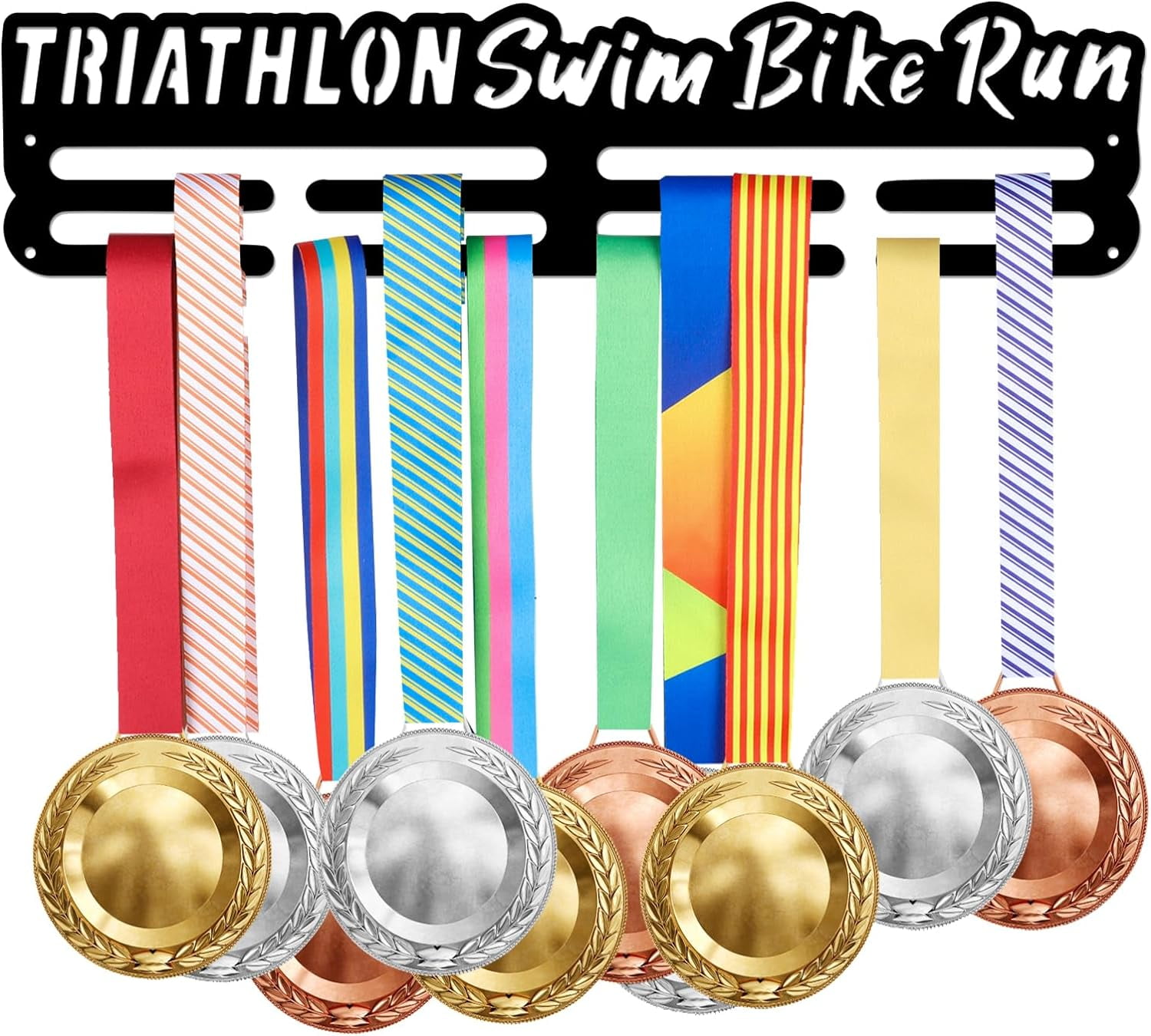 Triathlon Medal Hanger Holder Display Swim Bike Run Sports Letter ...