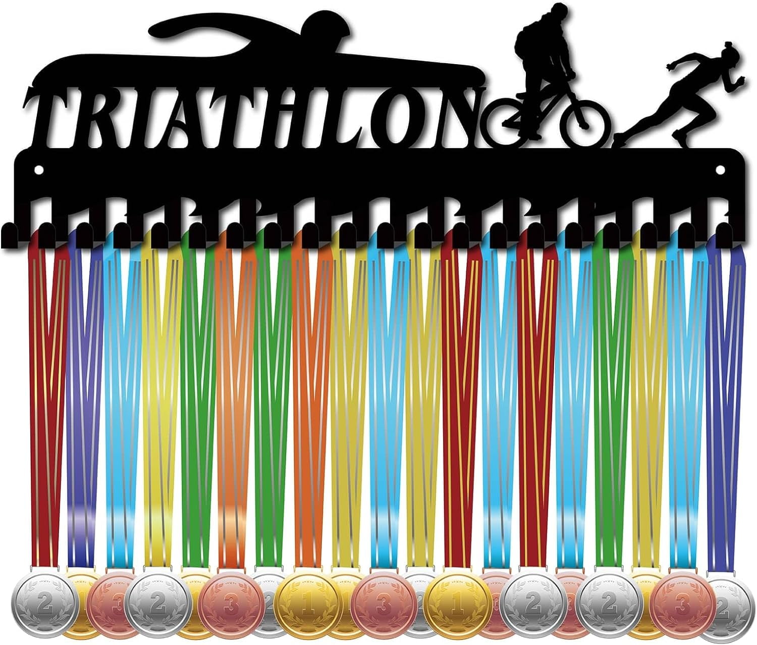 Triathlon Medal Holder Competition Medal Hanger Display Rack Swim Bike ...