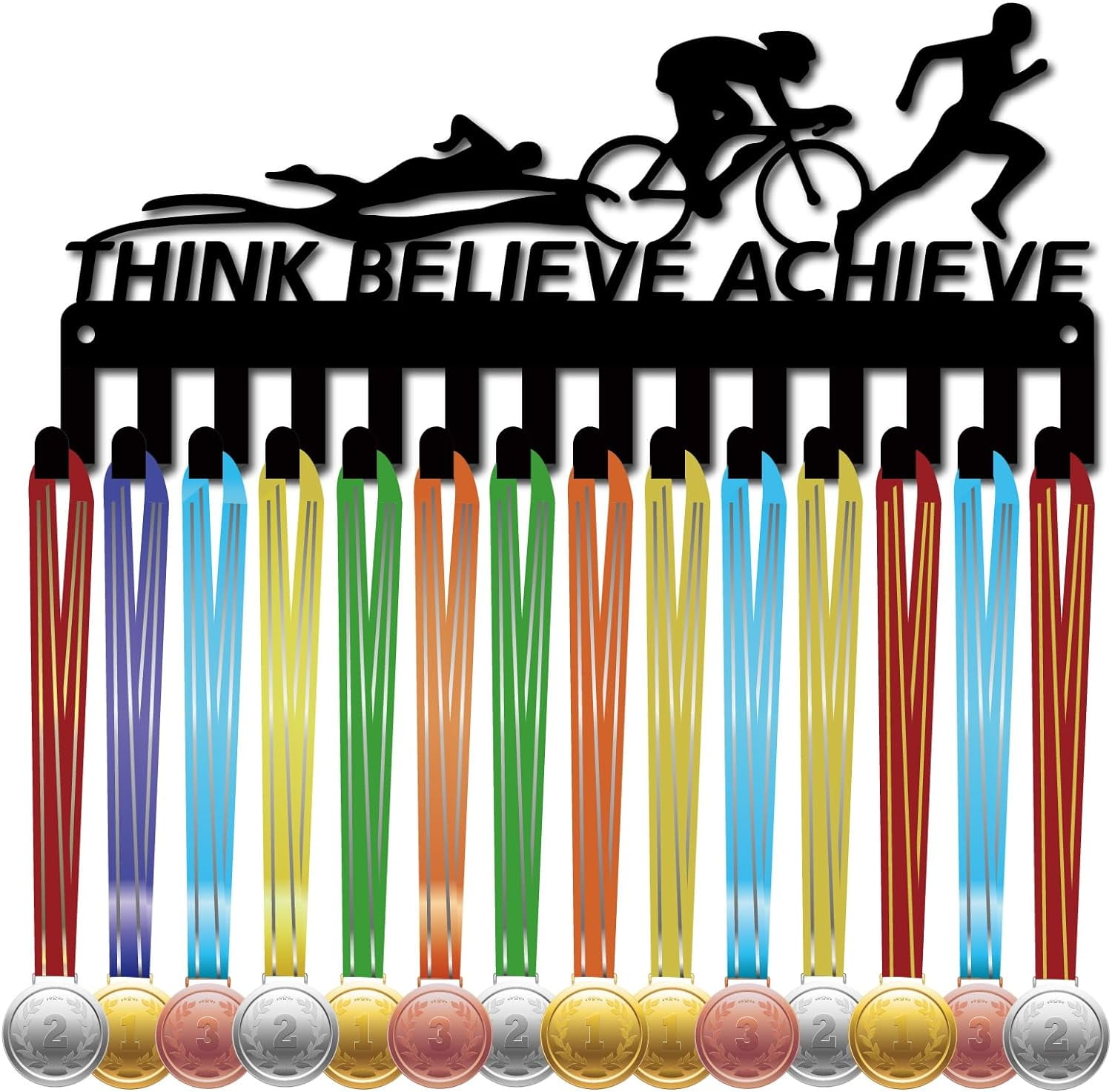 Triathlon Medal Holder Display Rack Hooks Hanging Awards Wall Mount ...
