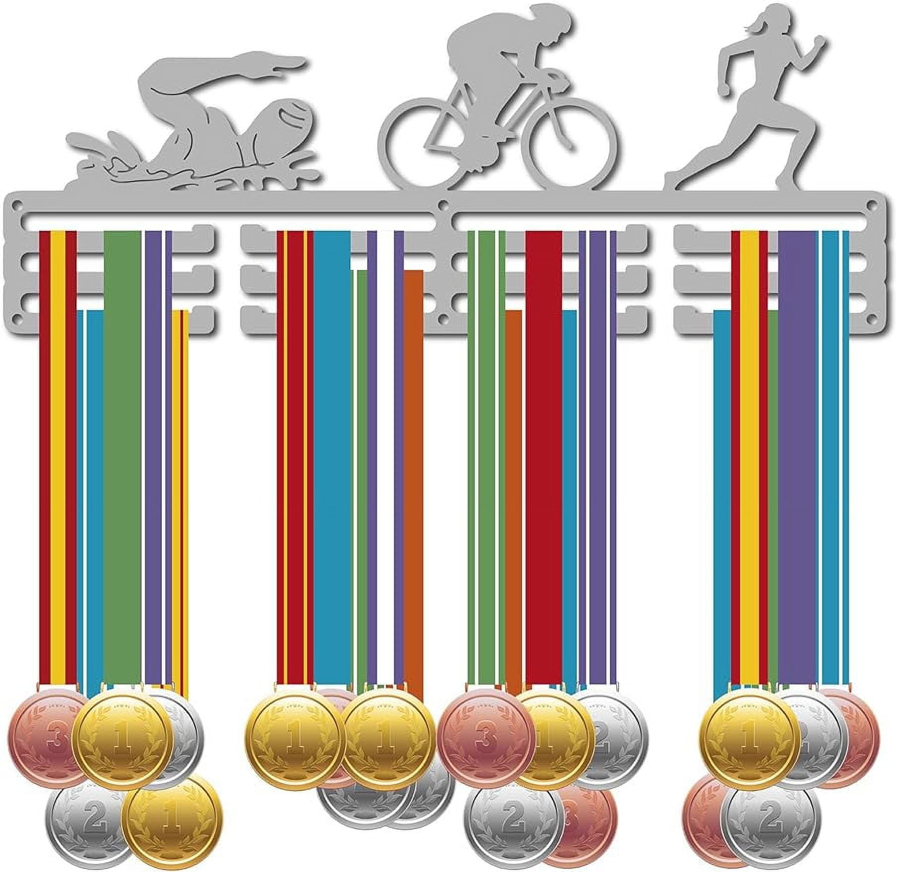 Triathlon Medal Holder Hanger Swim Bike Run Sports Medal Rack Organizer ...