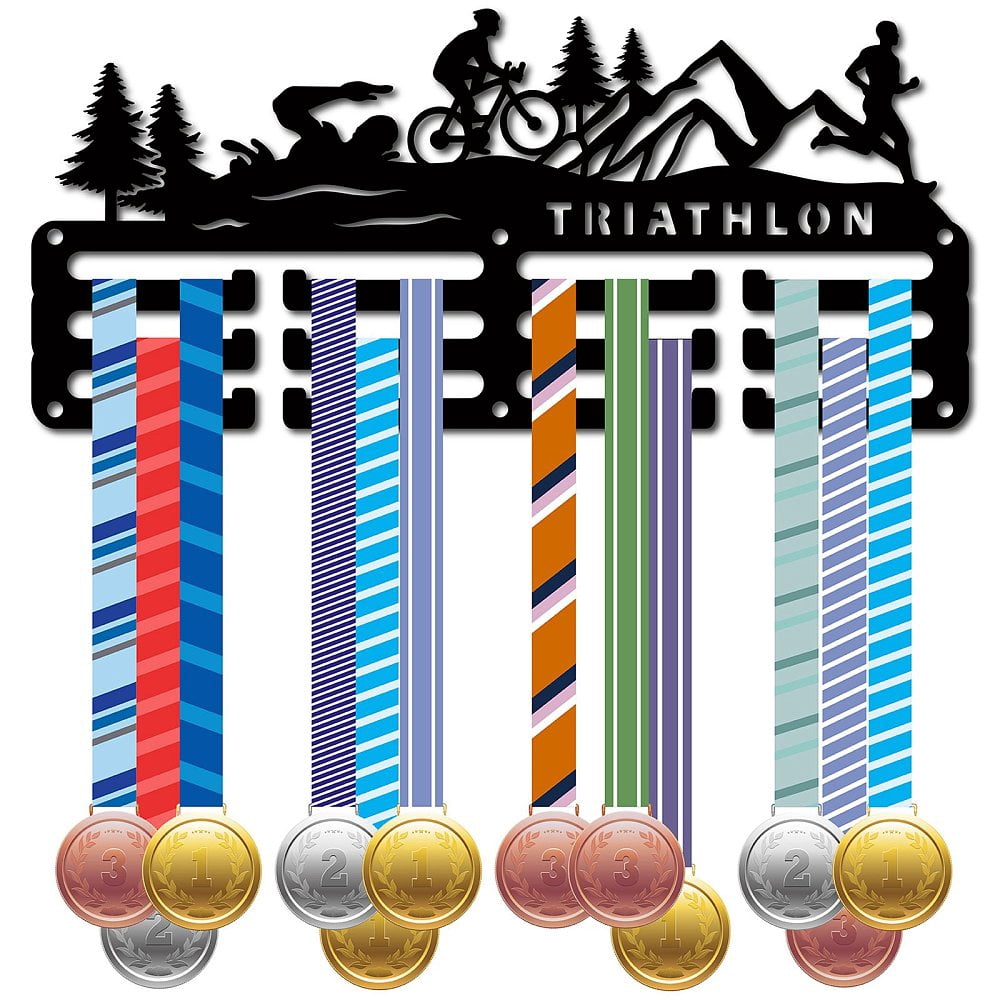 Triathlon Medal Holder Medal Hanger Display Rack Sports Swim Bike Run ...