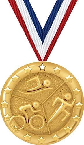 Triathlon Medals - 2" Gold Triathlon Medal Awards Prime - Walmart.com