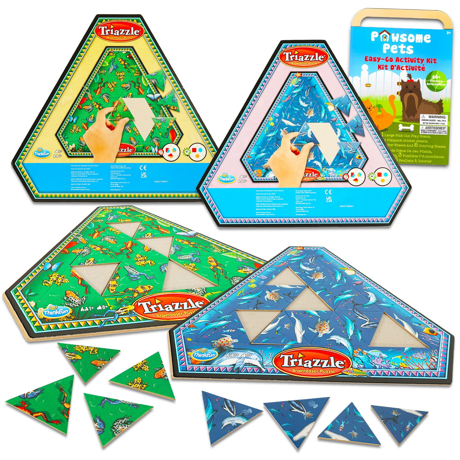 Triazzle Triangle Puzzle 2 MSF2 Pack - Triangle Jigsaw Bundle of Frog ...