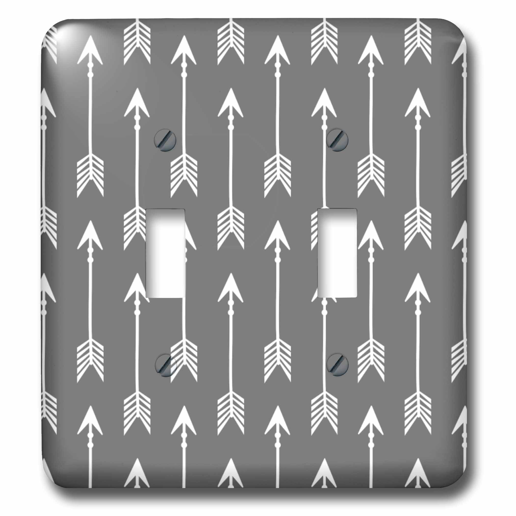 3dRose, Tribal Arrows Pattern Gray and White , double toggle switch ...