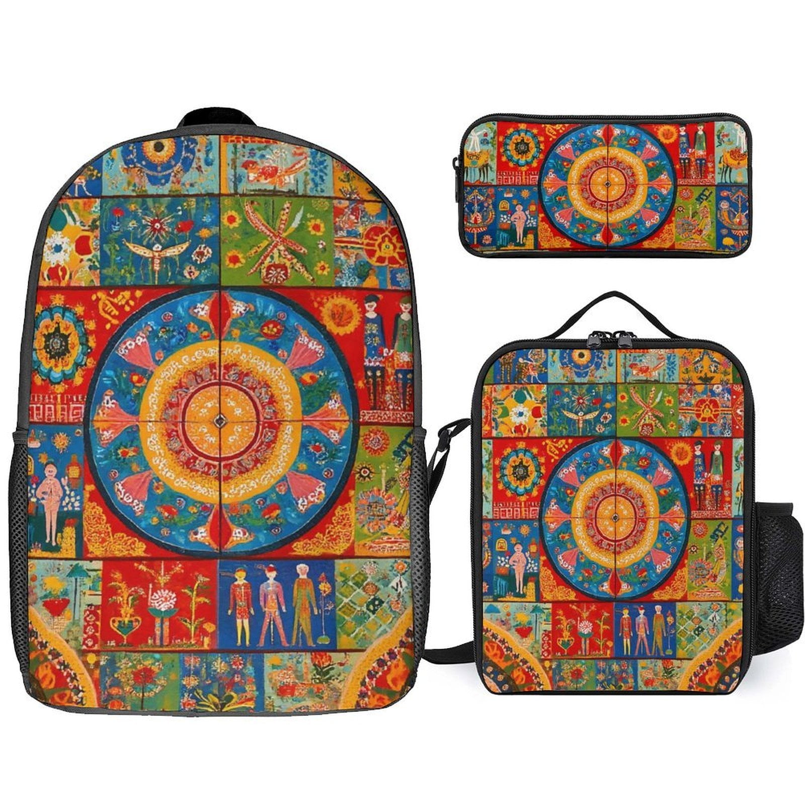 Tribal Art Tiles -1 3D Printed 3pcs/Set Bags Laptop Daypack Backpack Lunch bag Pencil Case ...