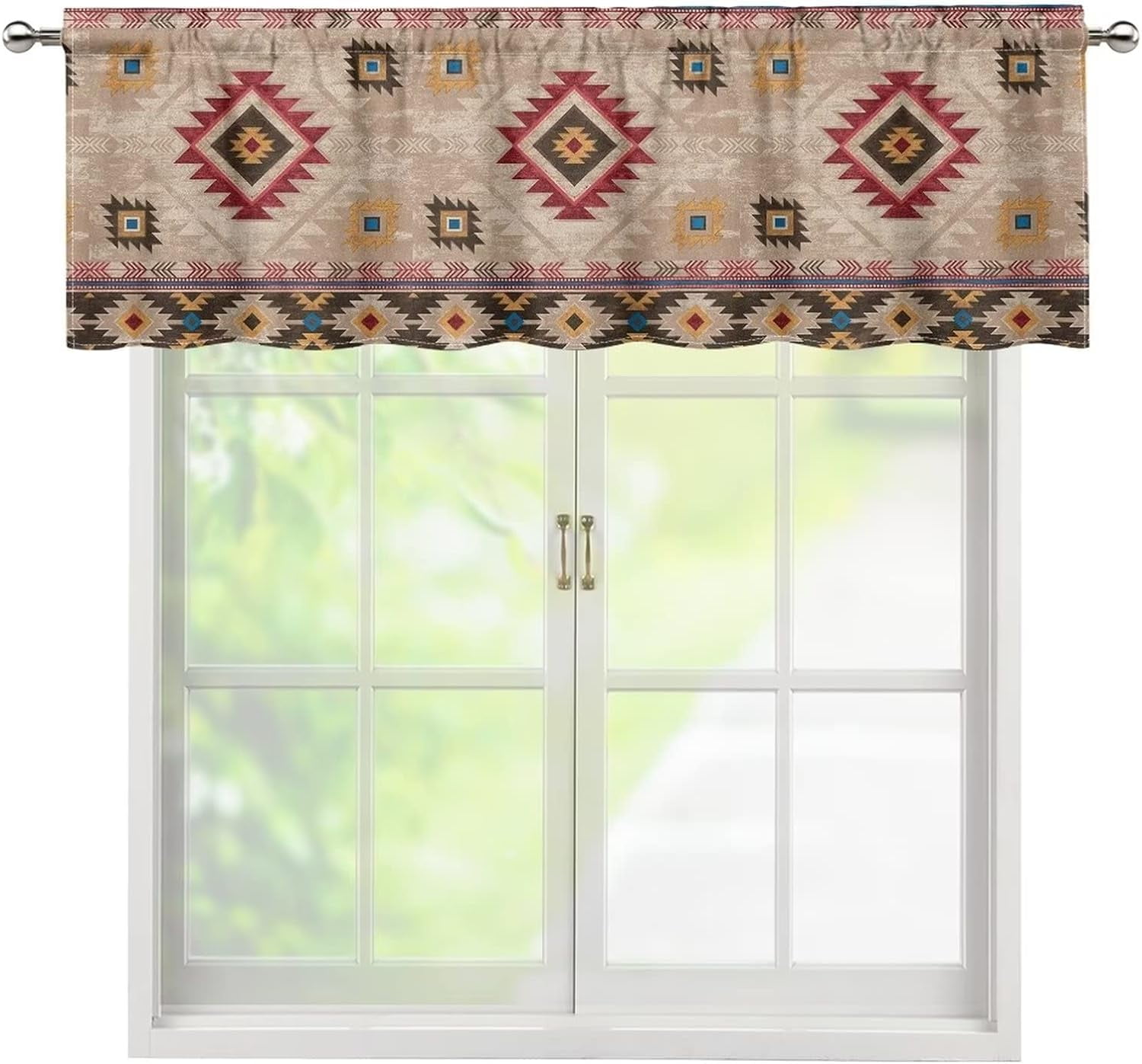 Tribal Aztec Window Valances Curtain Boho Short Curtains Blackout ...