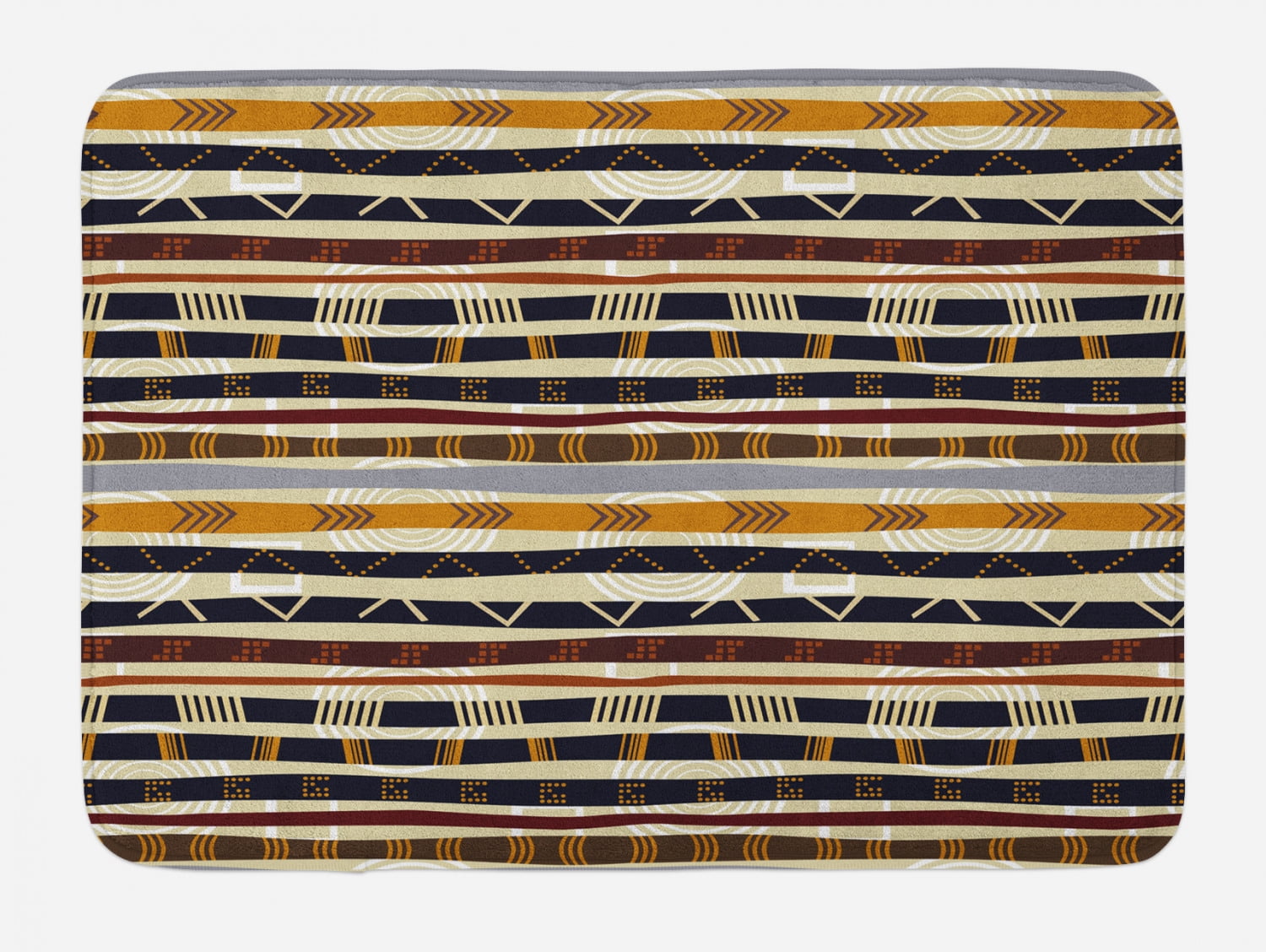 Tribal Bath Mat, Ethnic African with Trippy Geometric Forms Primitive ...