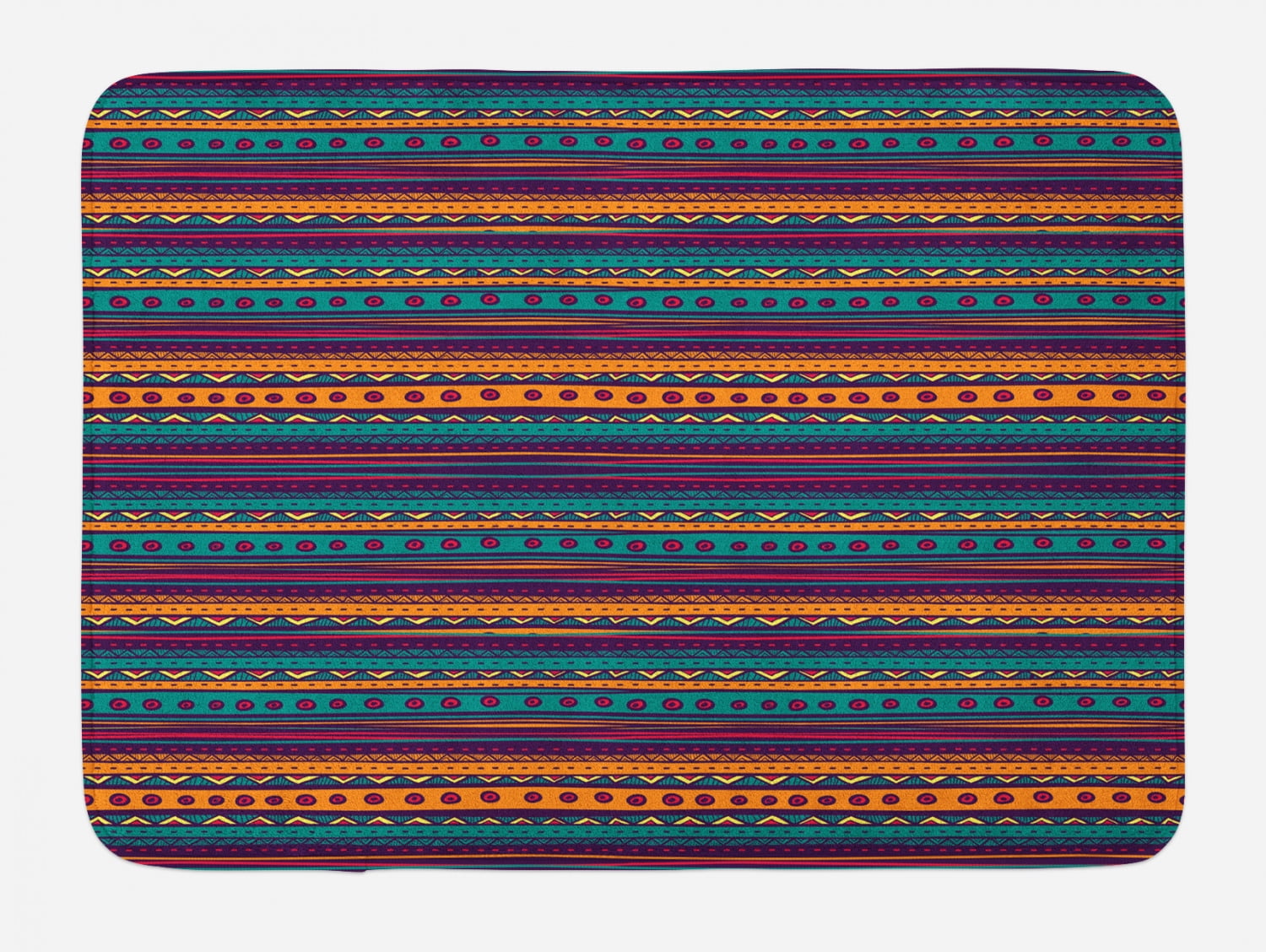 Tribal Bath Mat, Striped Retro Aztec Pattern with Rich Mexican Ethnic ...