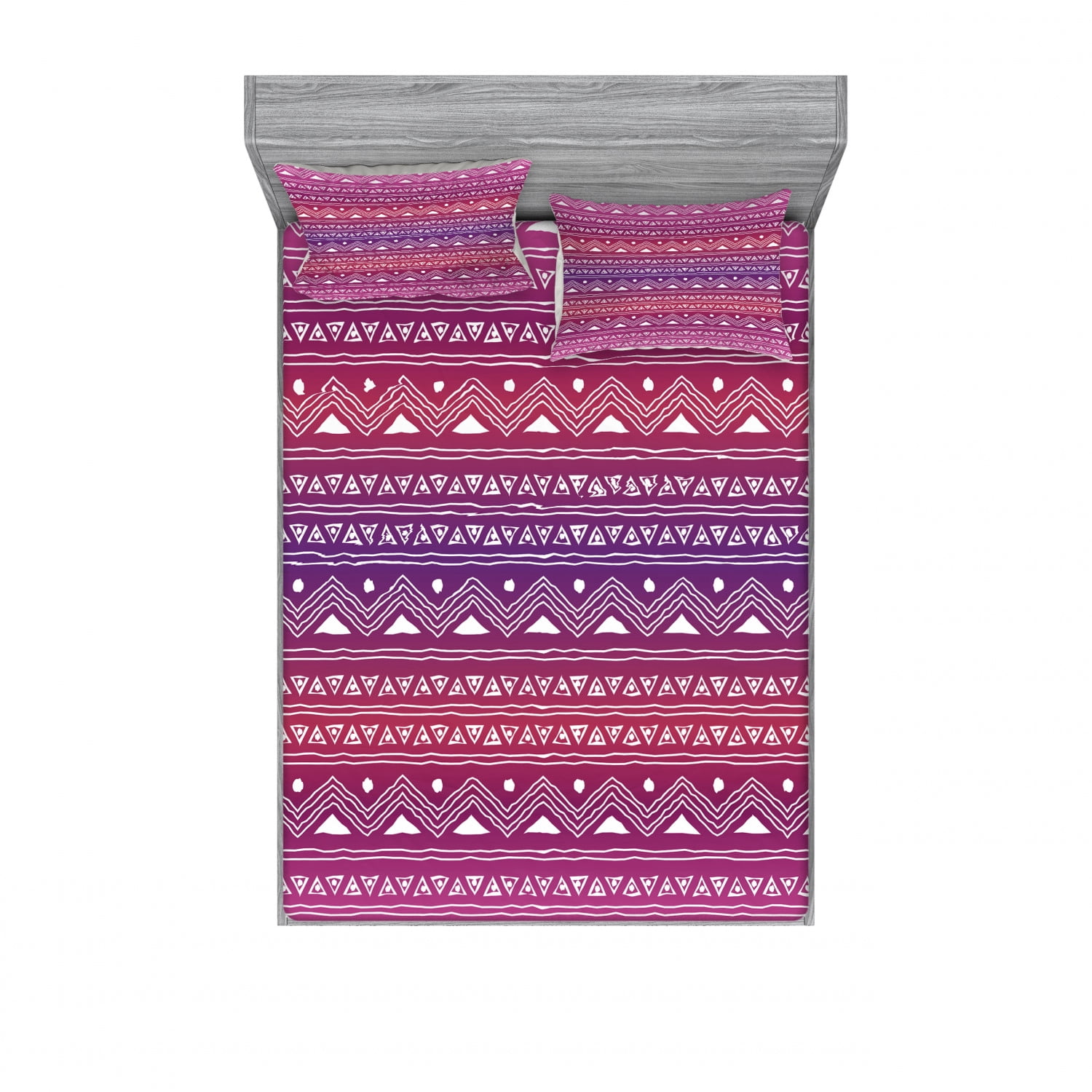 Tribal Bedding Set with Sheet & Covers, Geometric Pattern with Motifs ...