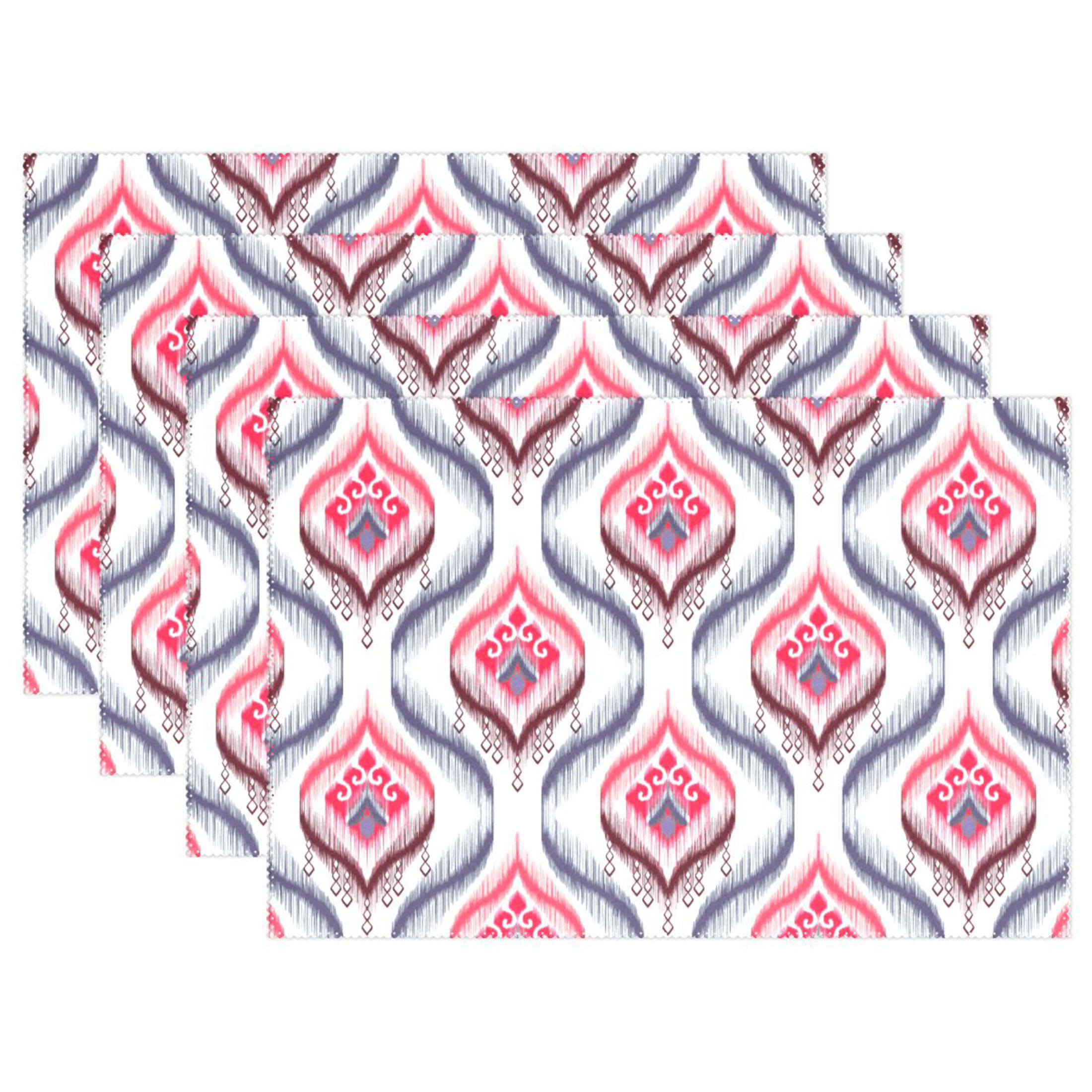 Tribal Boho Ethnic Mandala 4 PCs Placemats Set Linen Non-Slip Table Mat ...