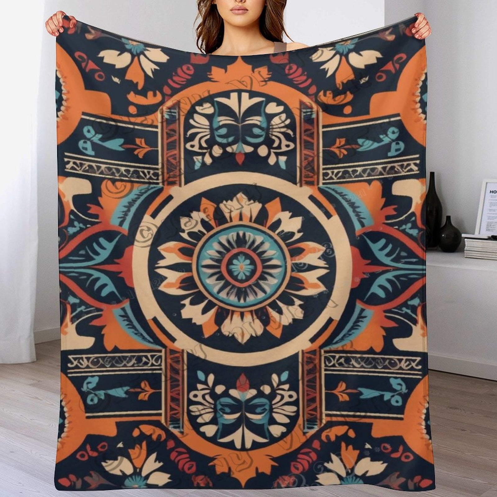 Tribal Boho Pattern Throw Blanket for All Season,Vintage Ethnic Style ...