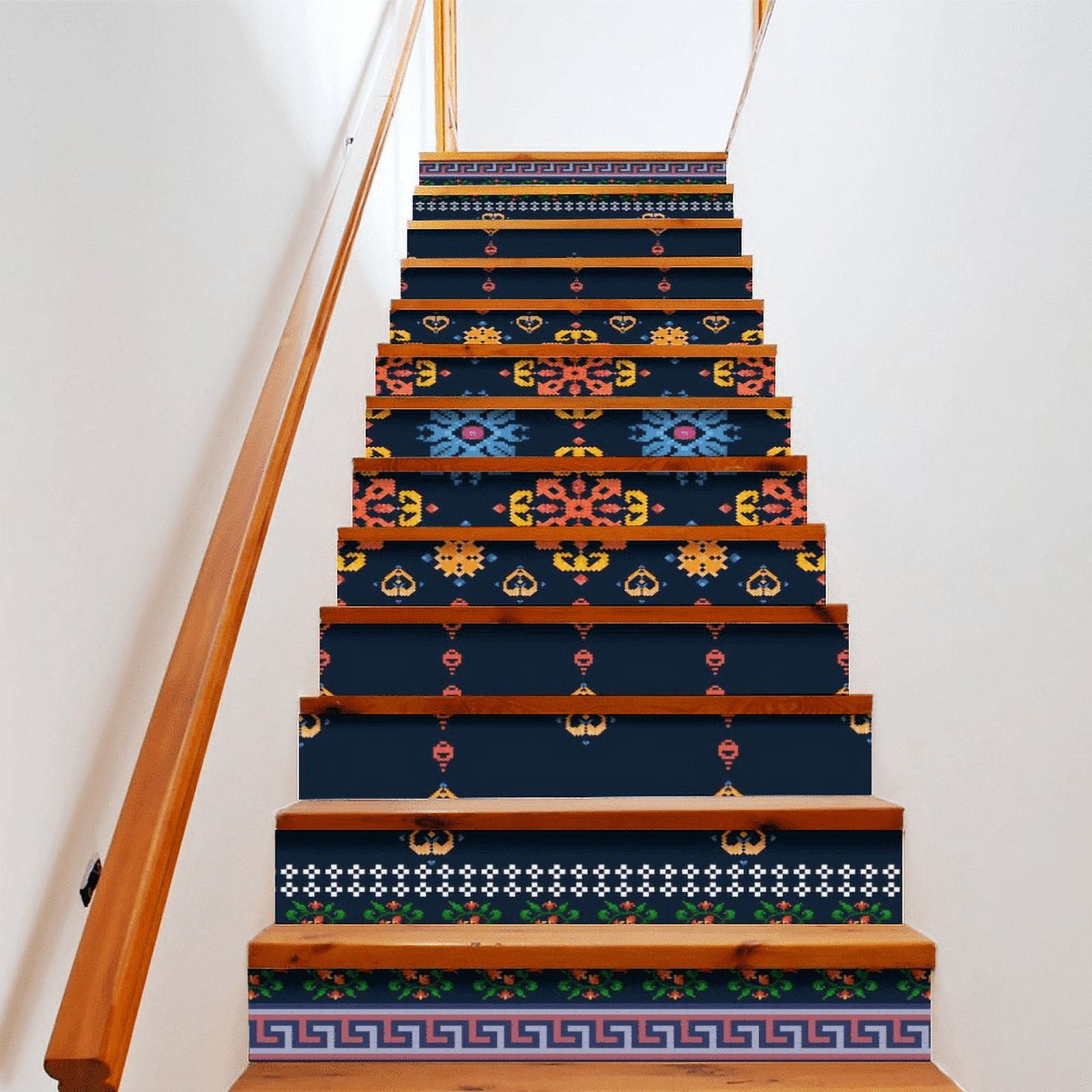 Tribal Boho Print Stair Stickers Vintage Art Stairway Decals Removable ...
