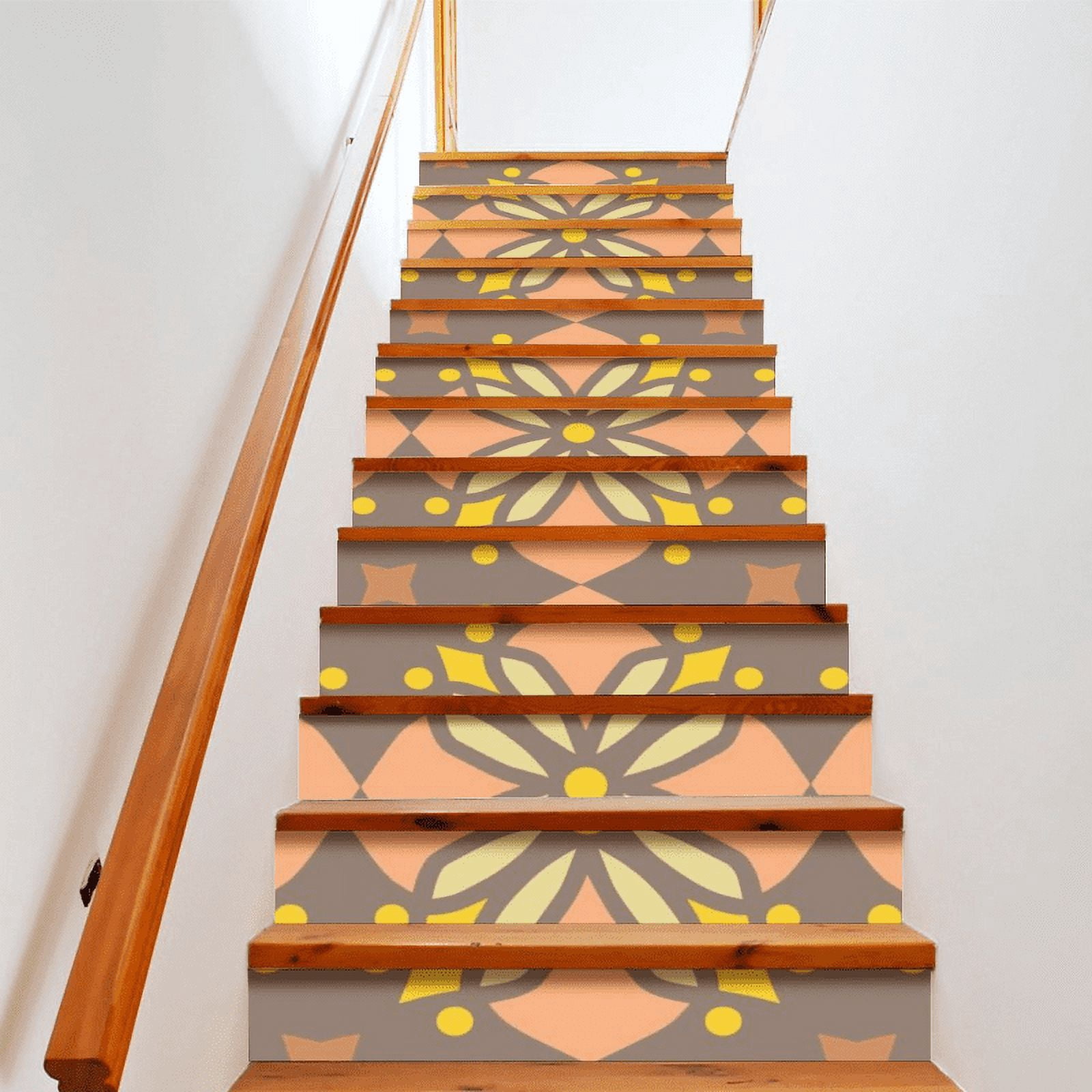 Tribal Boho Print Stair Stickers Vintage Art Stairway Decals Removable ...