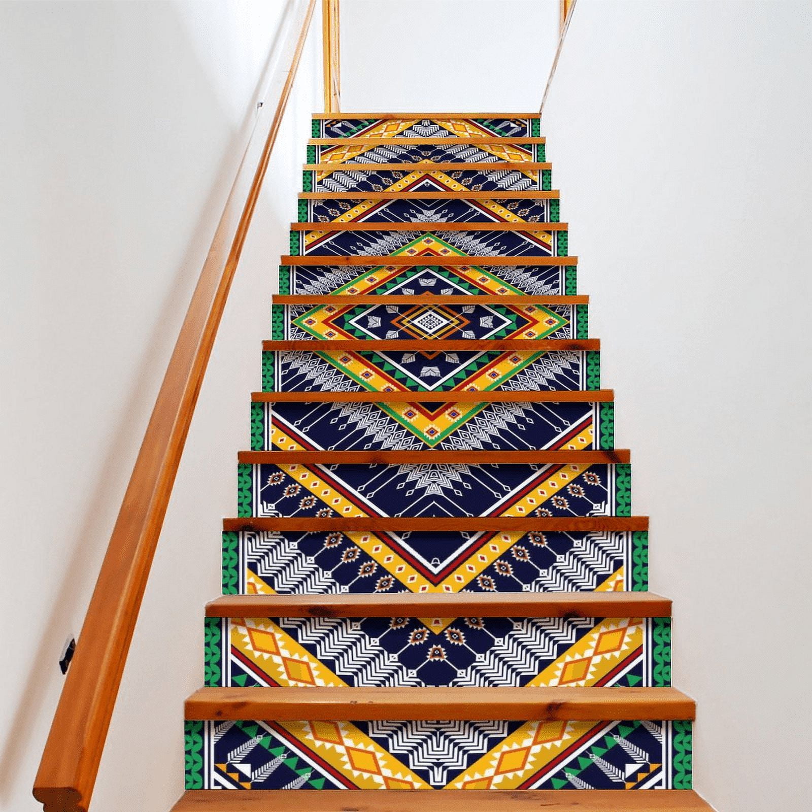 Tribal Boho Print Stair Stickers Vintage Art Stairway Decals Removable ...