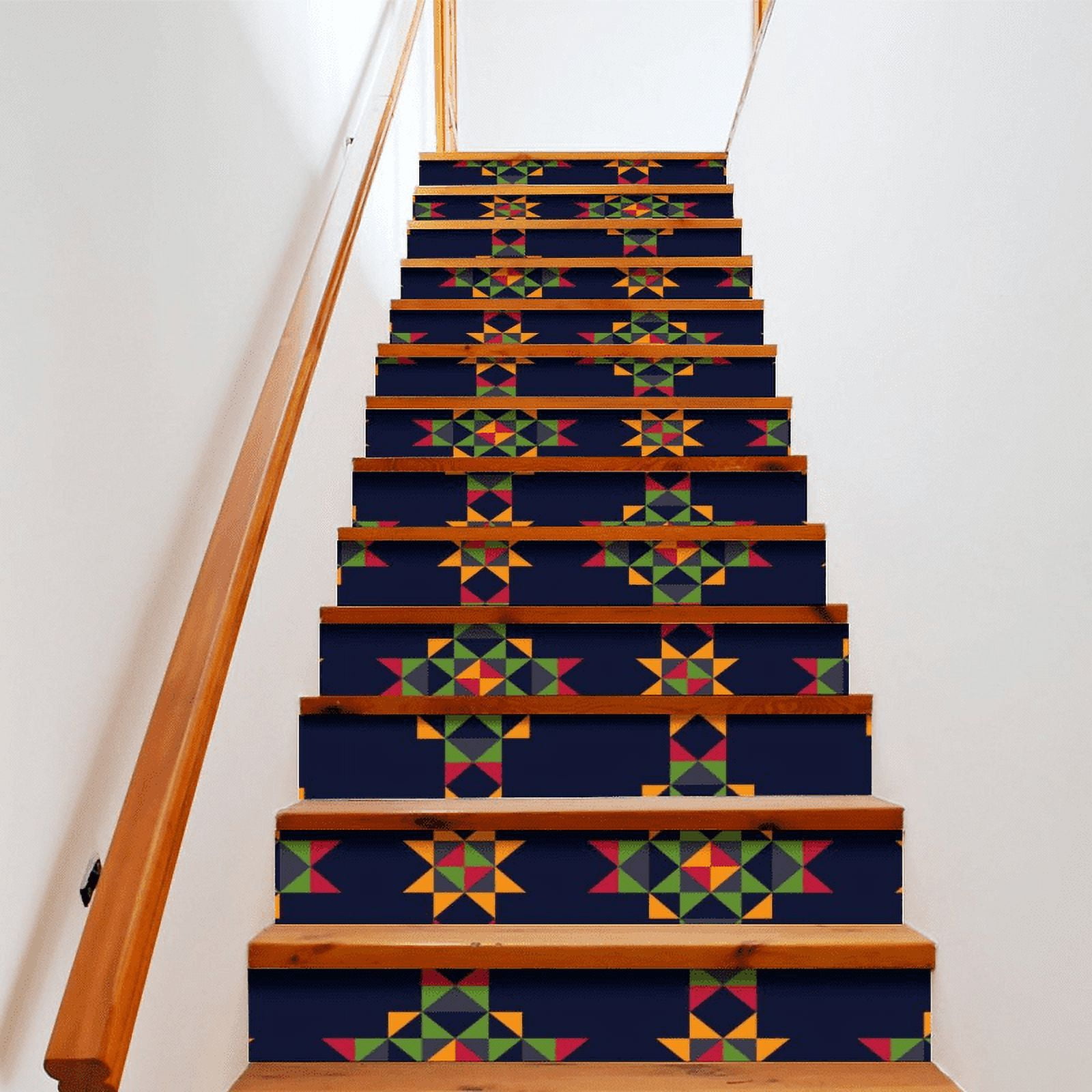 Tribal Boho Print Stair Stickers Vintage Art Stairway Decals Removable ...