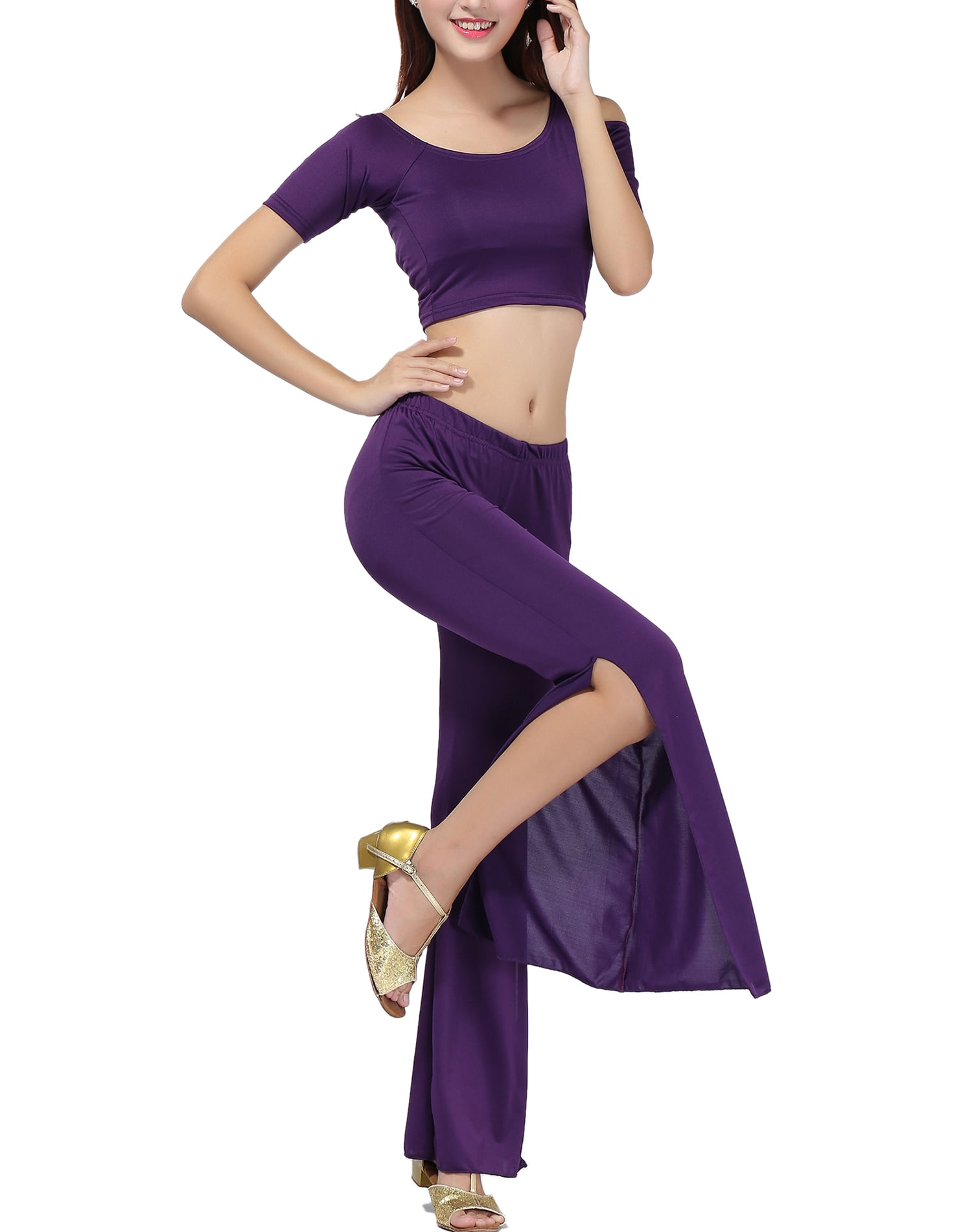 Tribal Bollywood Belly Dance Fitness Fusion Performance Wear Set Purple ...