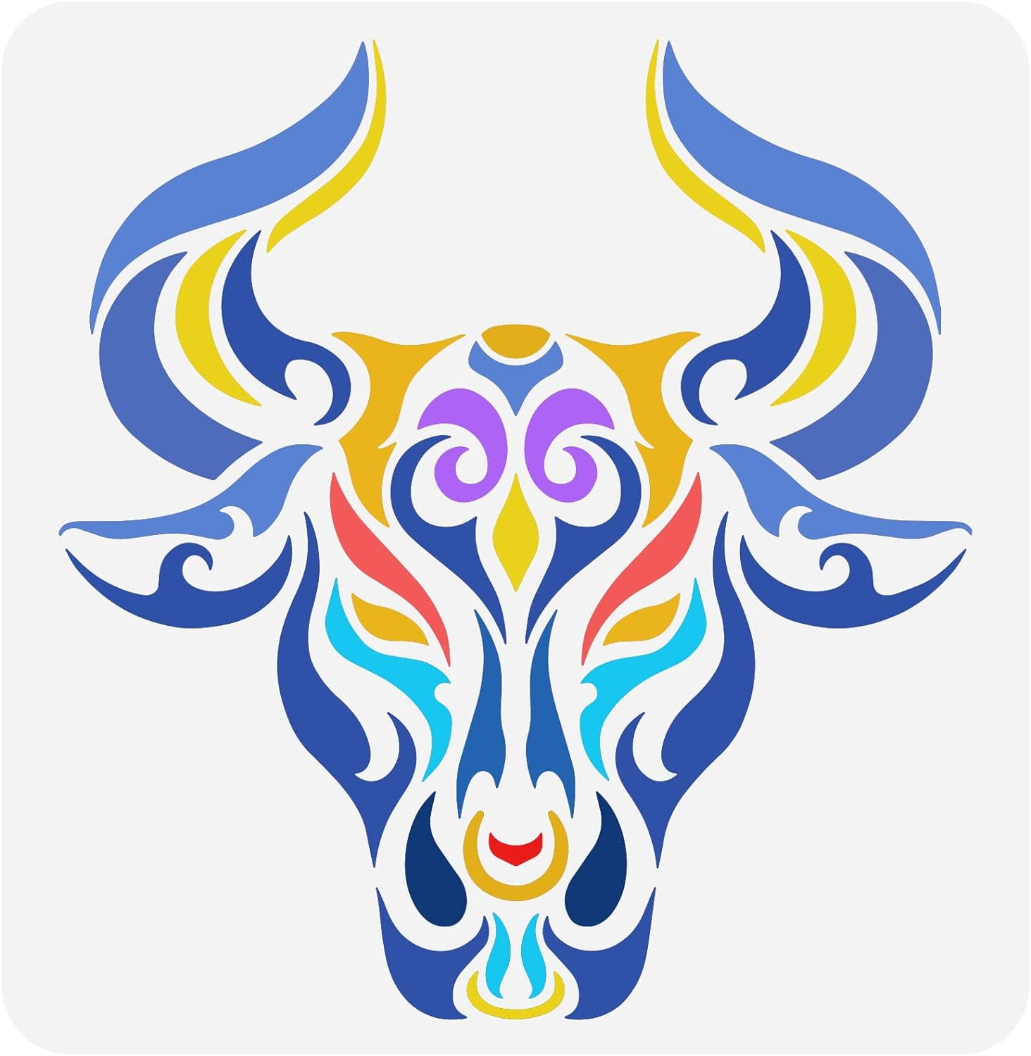 Tribal Bull Stencil 11.8x11.8 inch Hollow Out Cattle Pattern Drawing ...