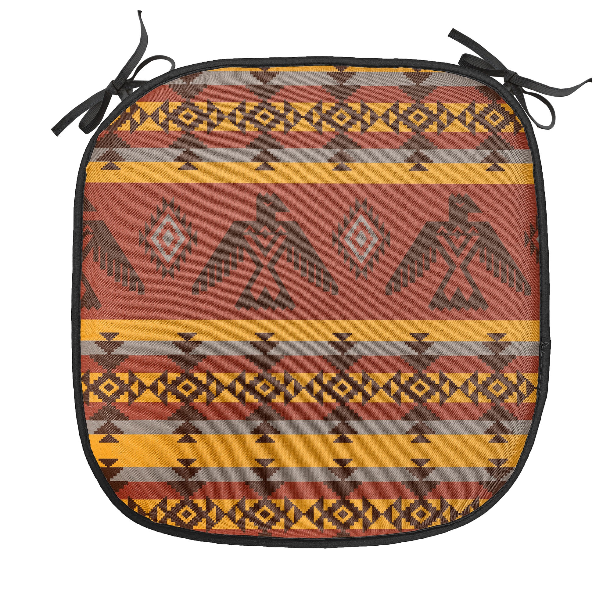 Tribal Chair Seating Cushion, Indigenous Tribal Style Eagles ...