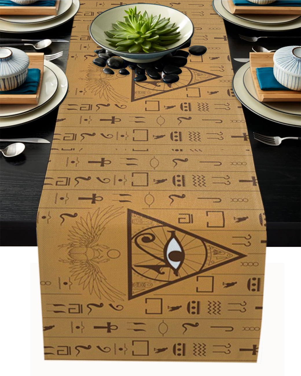 Tribal Colored Geometric Figures Retro Modern Table Runners Cloth Party ...