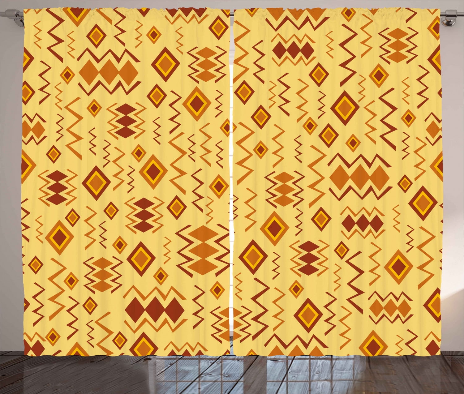 Ambesonne African Curtains 2 Panel Set, Quirky Art Forms, 108" x 108 ...