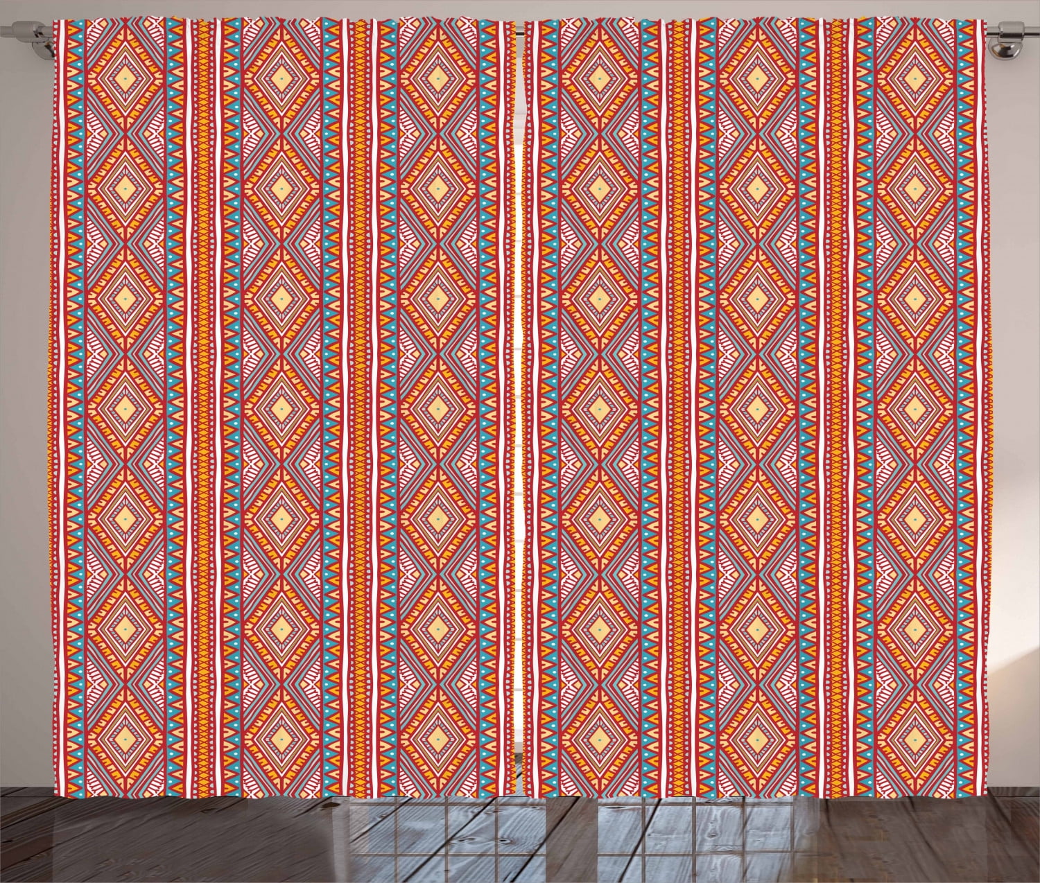 Ambesonne Tribal Curtains 2 Panel Set, Traditional Aztec Motifs, 108" x ...