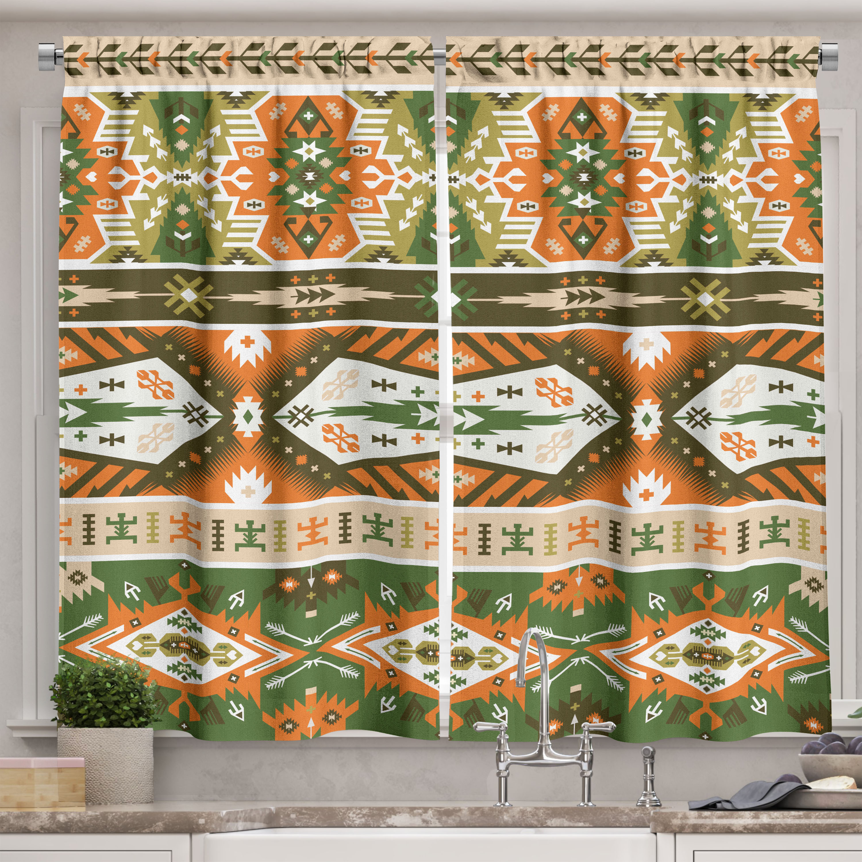 Tribal Curtains 2 Panels Set, Vector Design with Tattoo Aztec Mayan ...