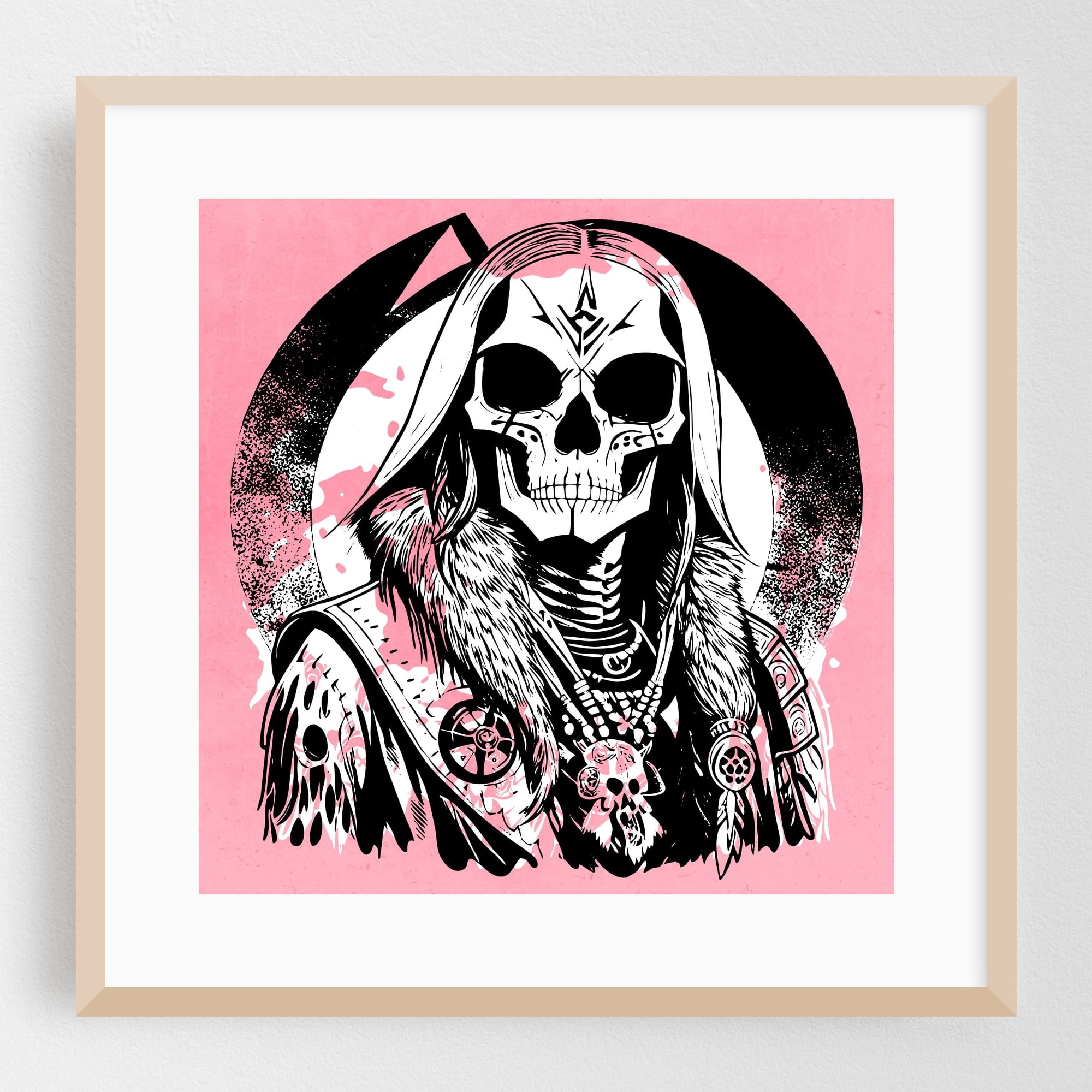 Tribal Death. Death of a warrior - Illustration Skull Gothic Line Art ...