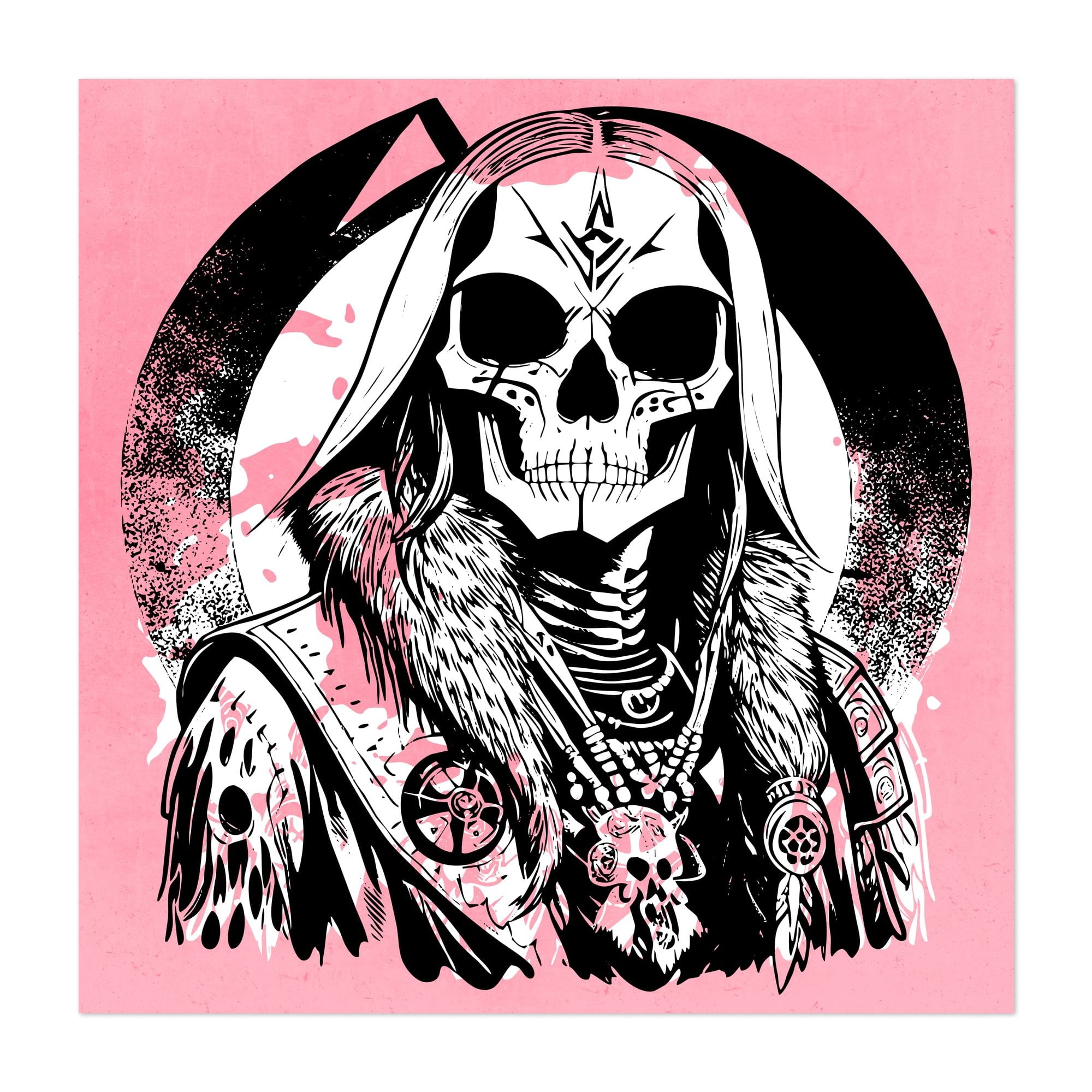 Tribal Death. Death of a warrior - Illustration Skull Gothic Line Art ...