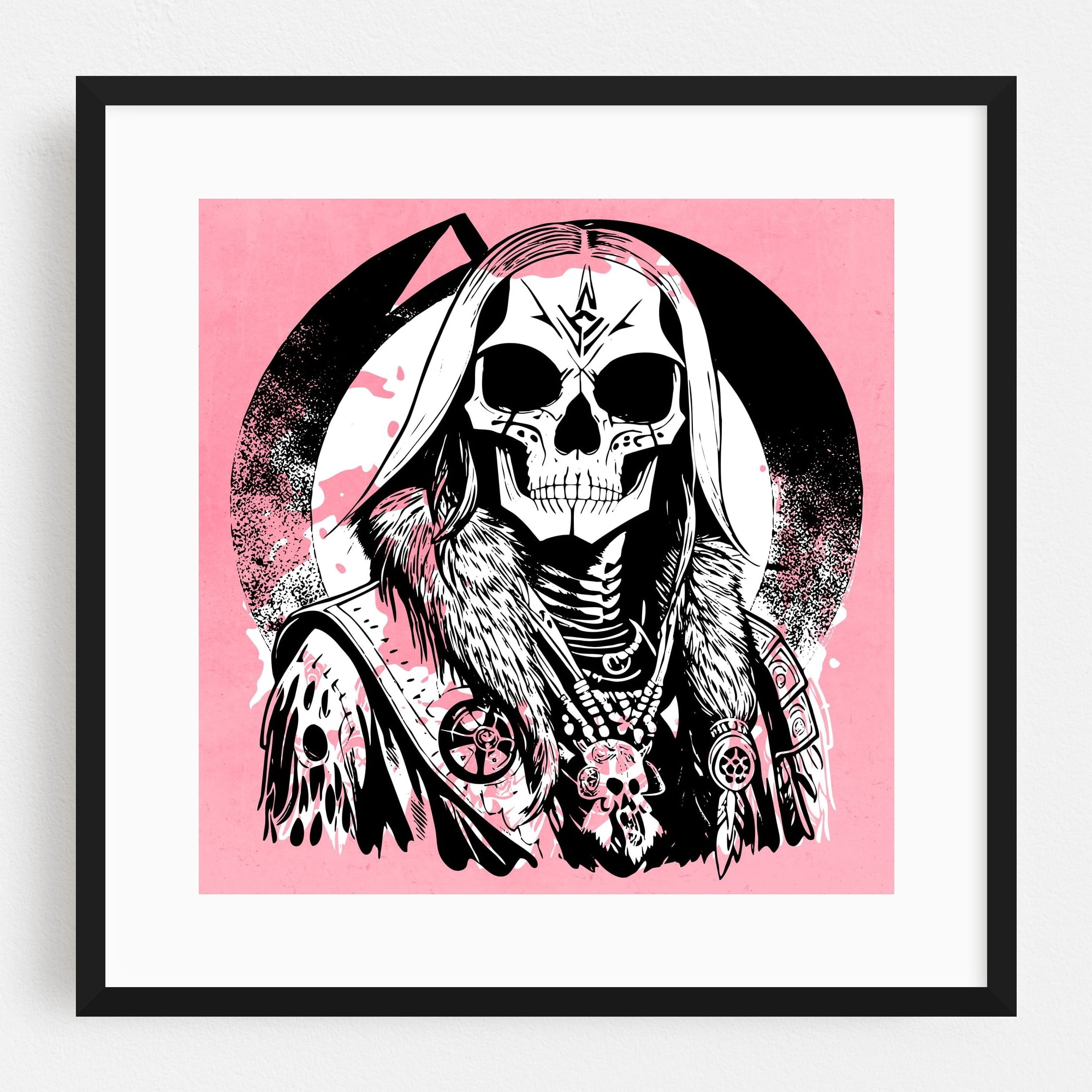 Tribal Death. Death of a warrior - Illustration Skull Gothic Line Art ...