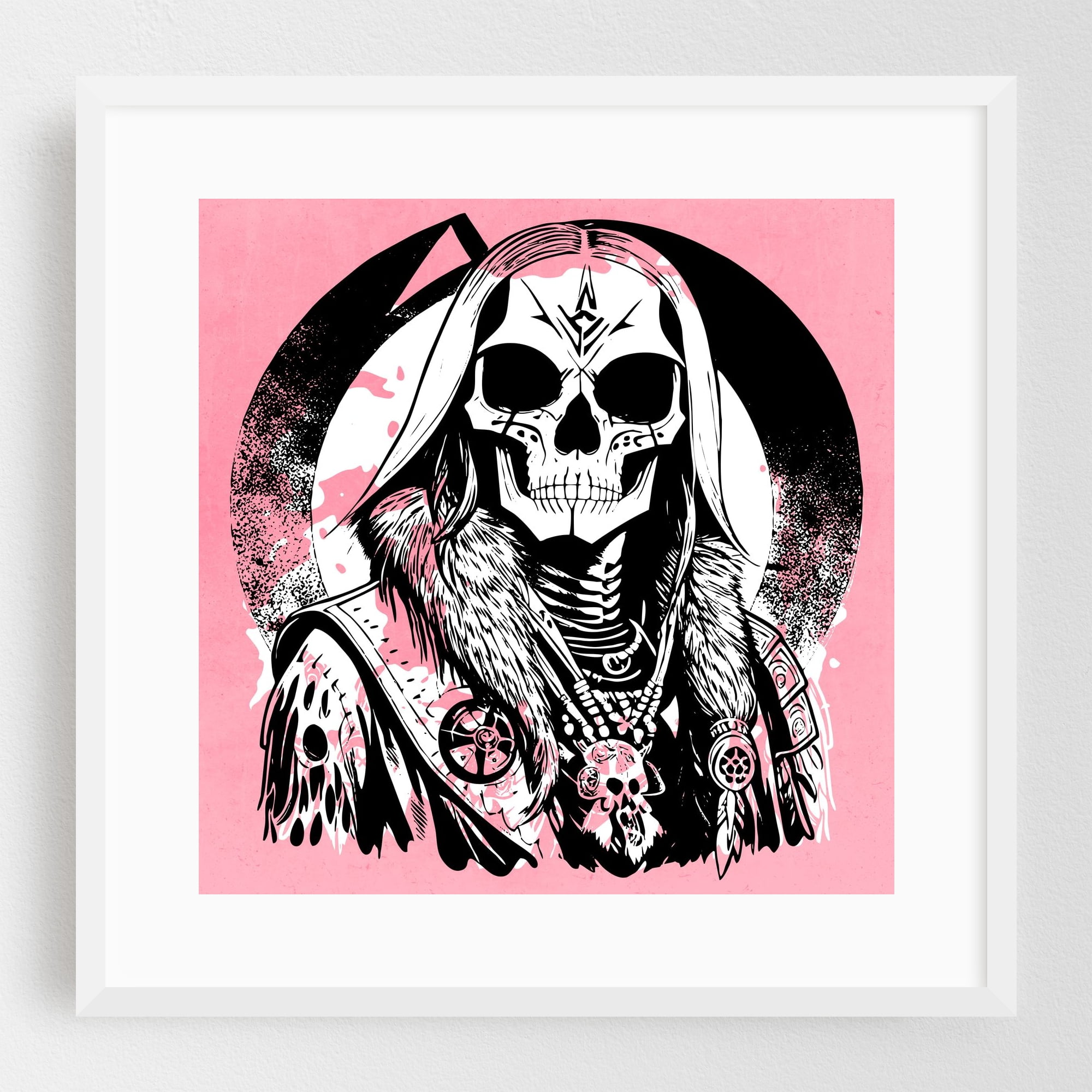 Tribal Death. Death of a warrior - Illustration Skull Gothic Line Art ...