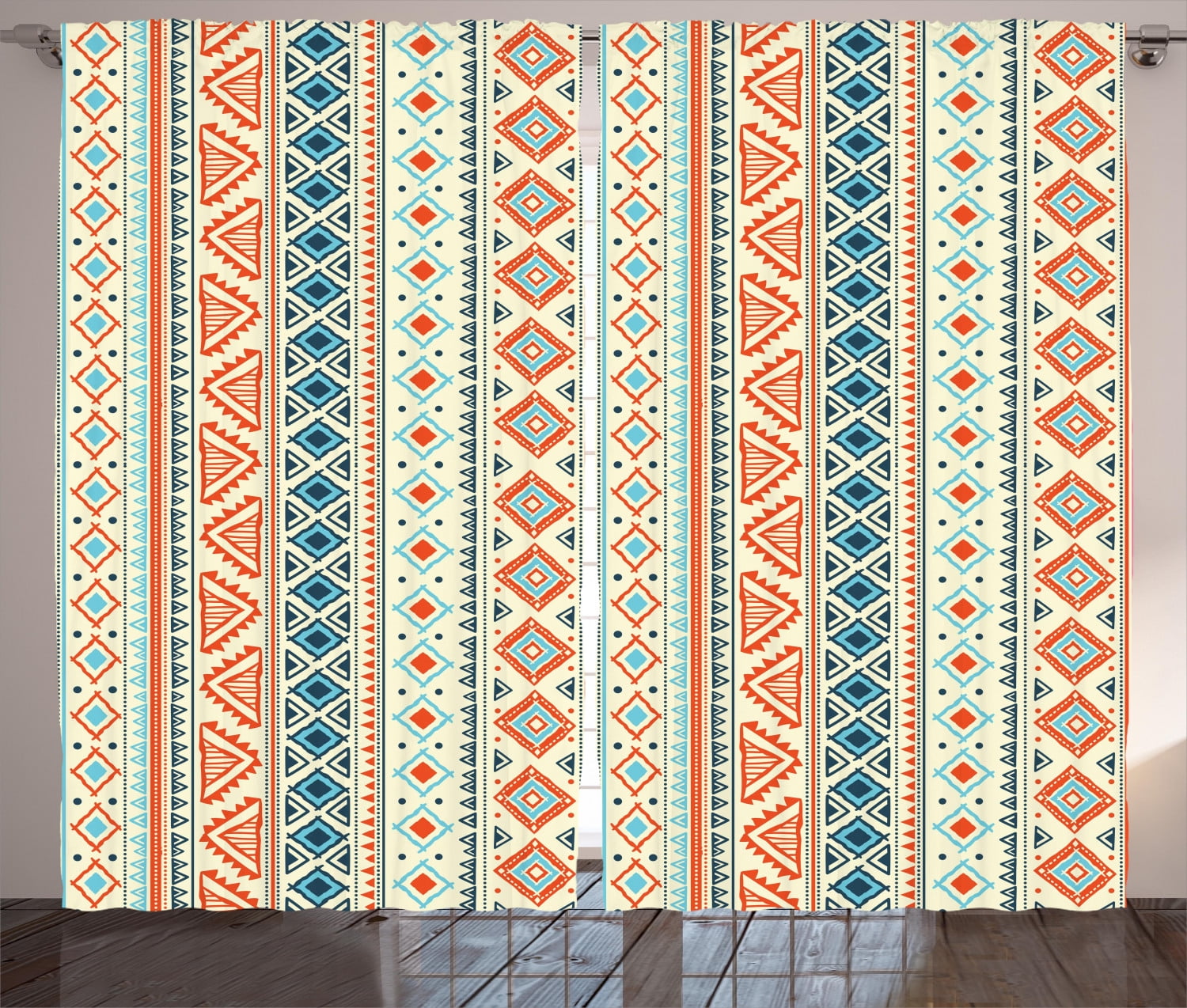 Ambesonne Tribal Curtains 2 Panel Set, Mexican Aztec Pattern, 108" x 90 ...
