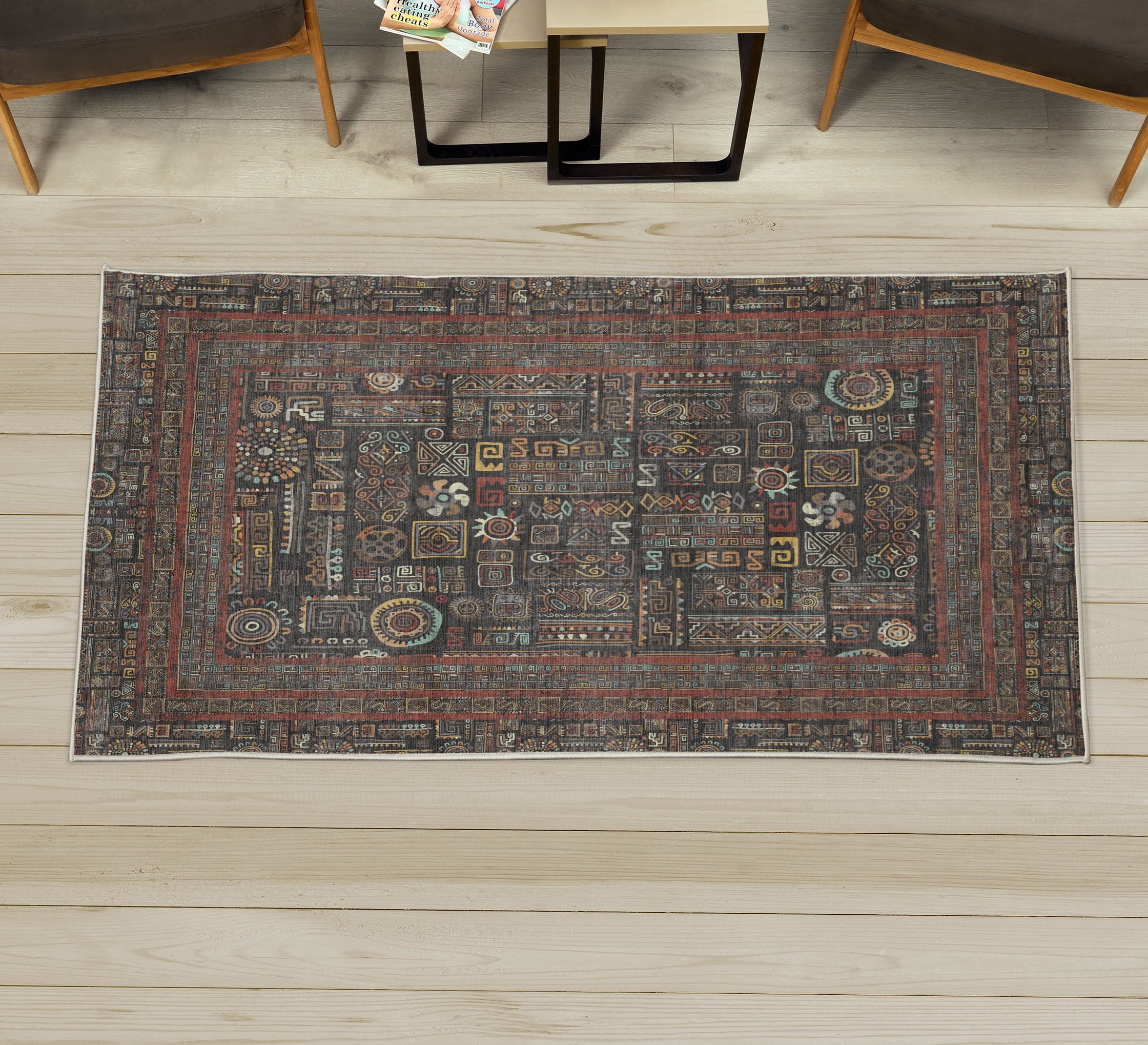 Tribal Decorative Rug, Ethnic Aztec Geometric Colorful Details and ...