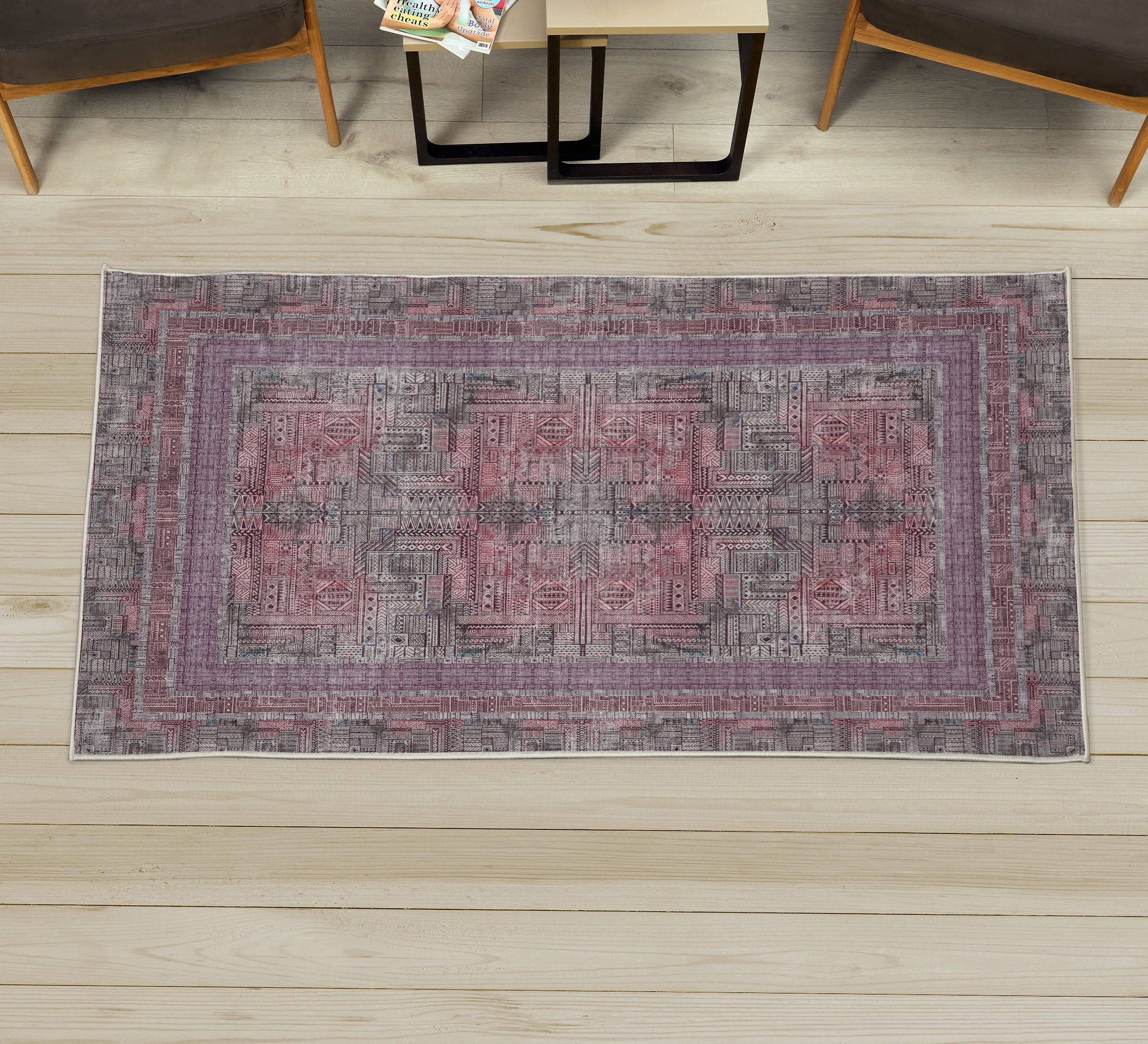Tribal Decorative Rug, Grunge Design Ethnic and Modern Art Composition ...