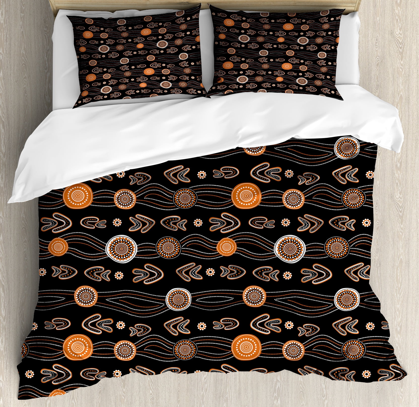 Tribal Duvet Cover Set, Aboriginal Art in Funky Ethnic Tones Dotted ...