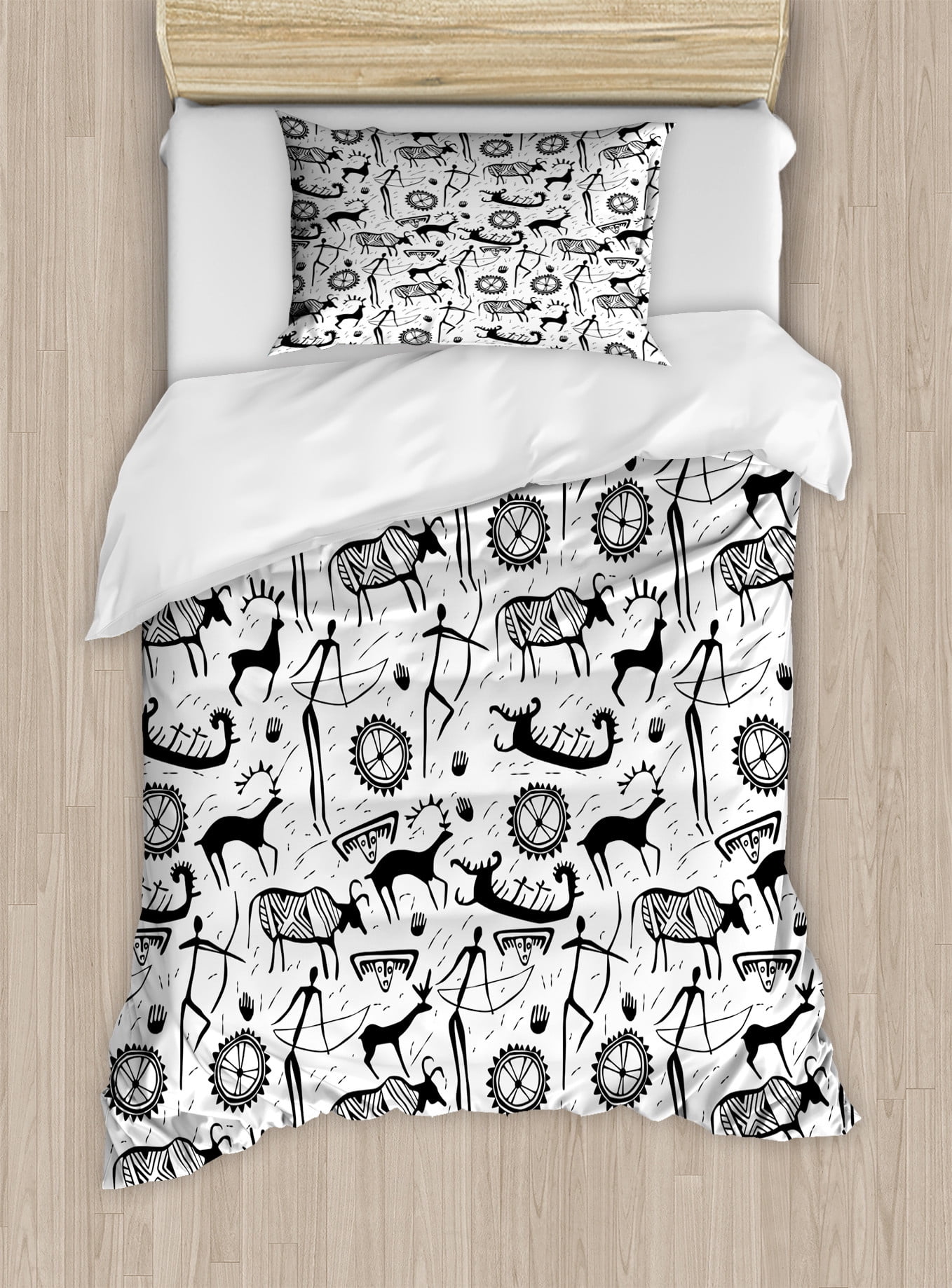 Tribal Duvet Cover Set, Culture Pattern with Traditional Animal and ...