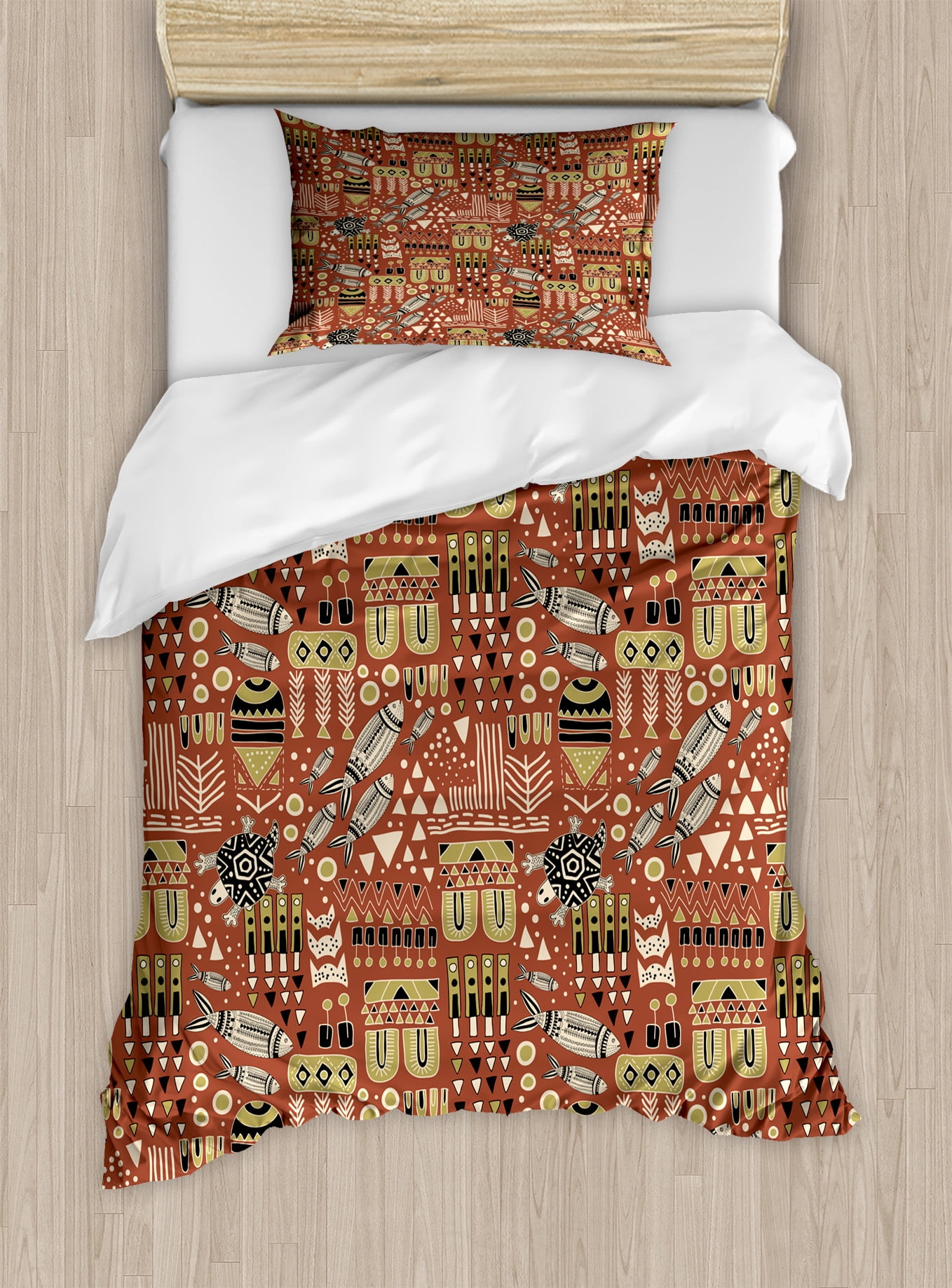 Tribal Duvet Cover Set, Grunge and Tribal Inspired Pattern of ...