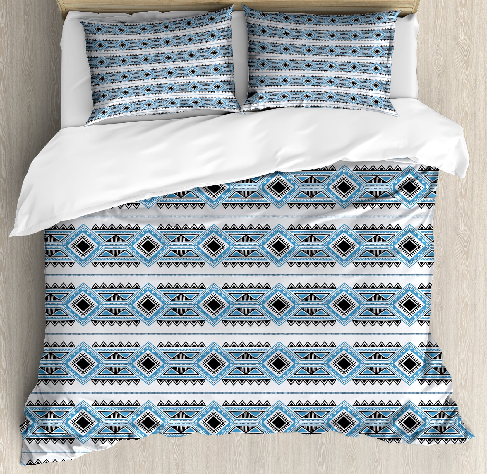 Tribal Duvet Cover Set, Illustration of Prehistoric Design Geometric ...
