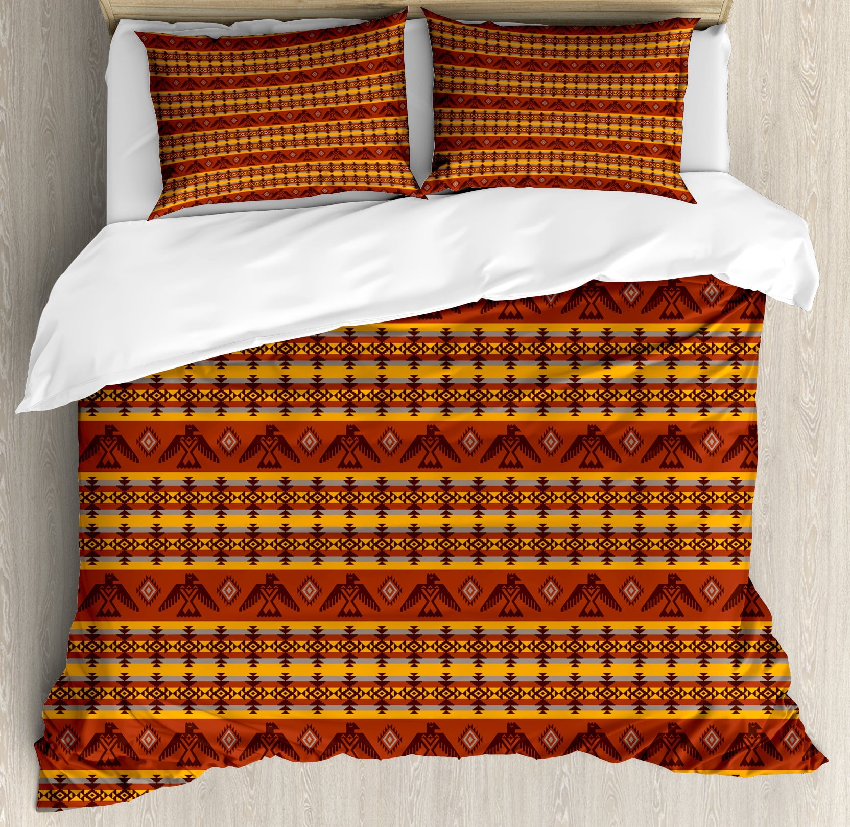 Tribal Duvet Cover Set, Indigenous Tribal Style Eagles Traditional ...