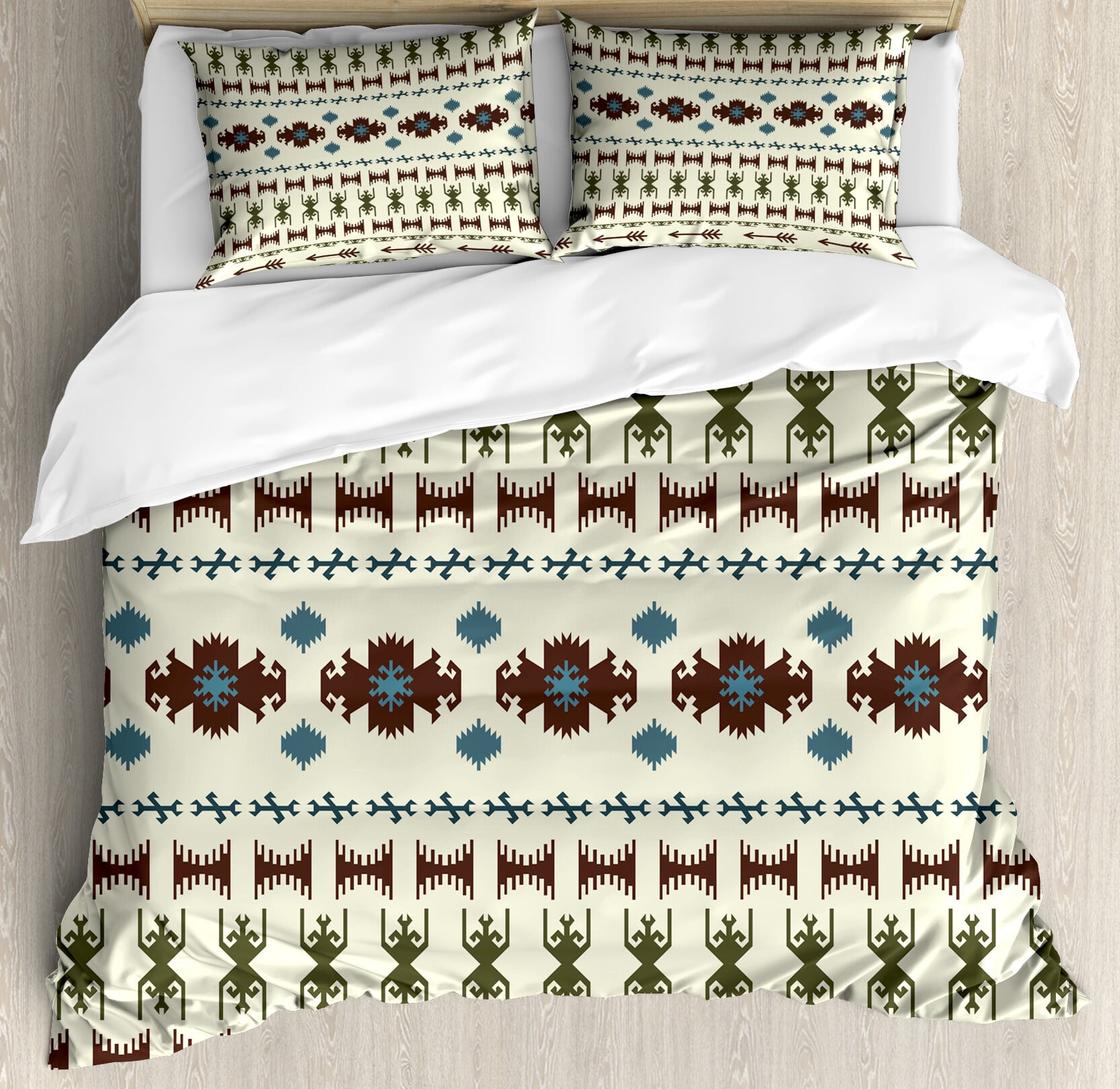 Tribal Duvet Cover Set, Pattern Inca Illustration Geometric Arrangement ...
