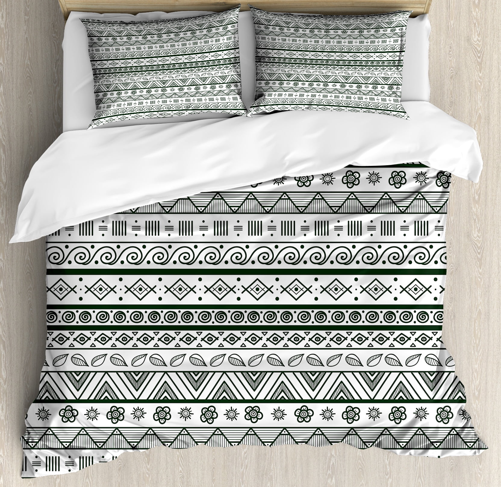 Tribal Duvet Cover Set, Pattern with Prehistoric Geometric Forms ...