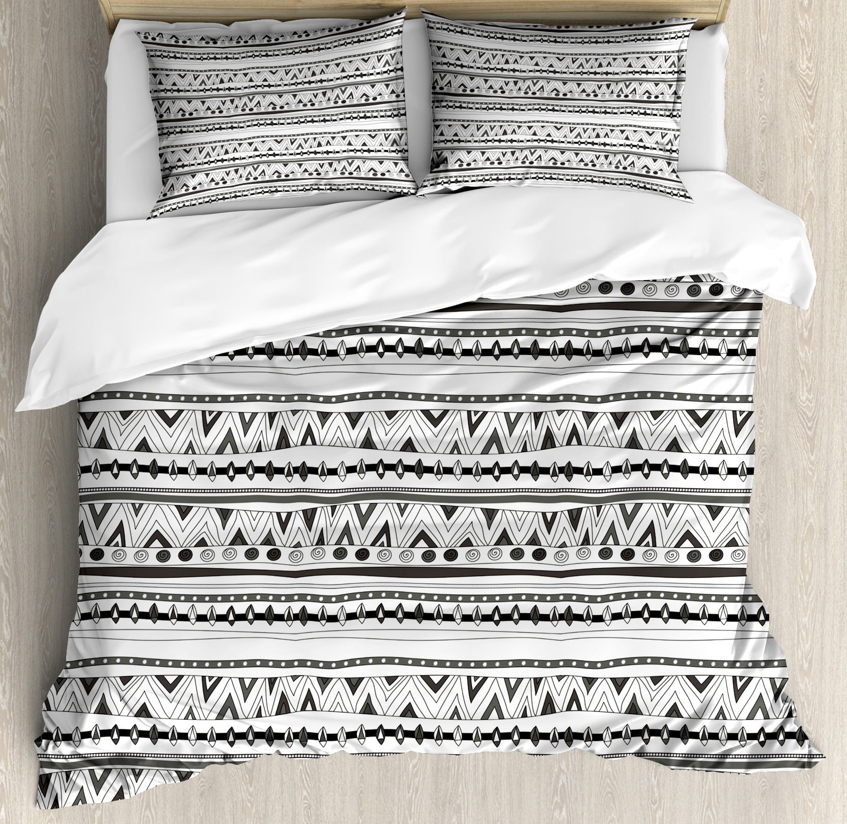 Tribal Duvet Cover Set, Prehistoric Aztec with Circles Triangles Tribal ...